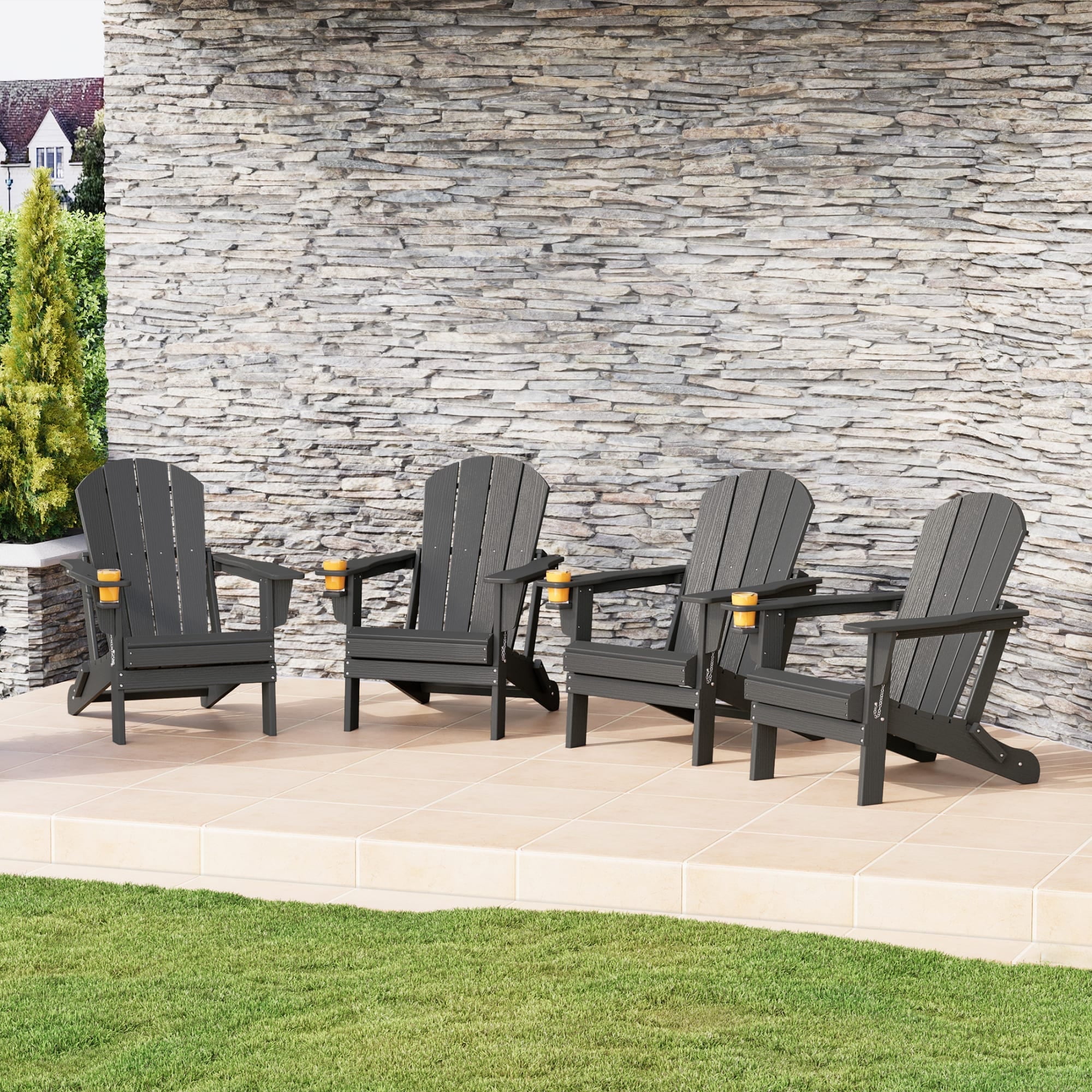 WestinTrends Nantucket Outdoor Patio HDPE Resin Folding Adirondack ...