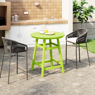 BizChair Commercial Grade 32" Square Outdoor Bar Height Table with Faux ...