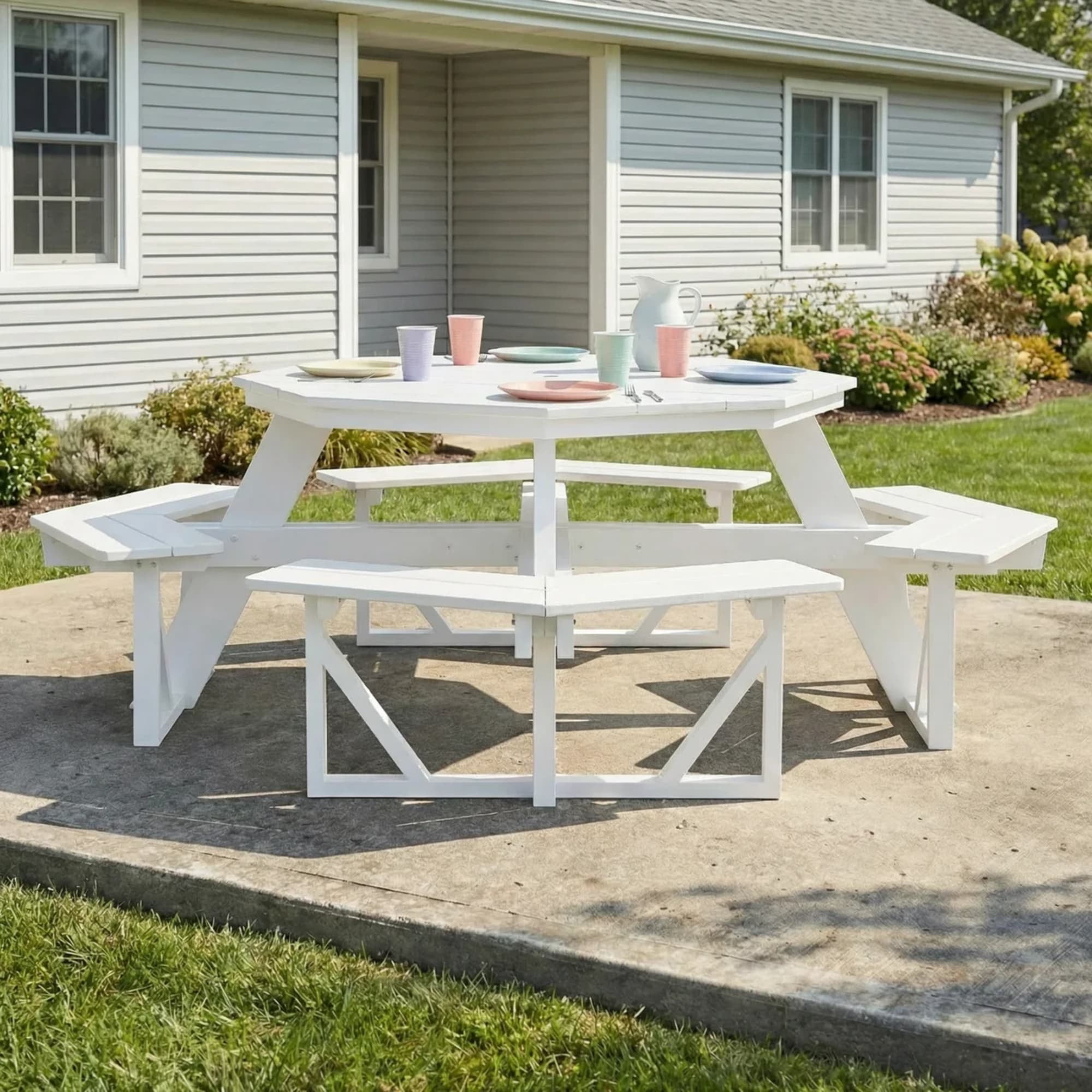 WestinTrends Outdoor 48" HDPE 8-Person Patio Octagon Picnic Table ...