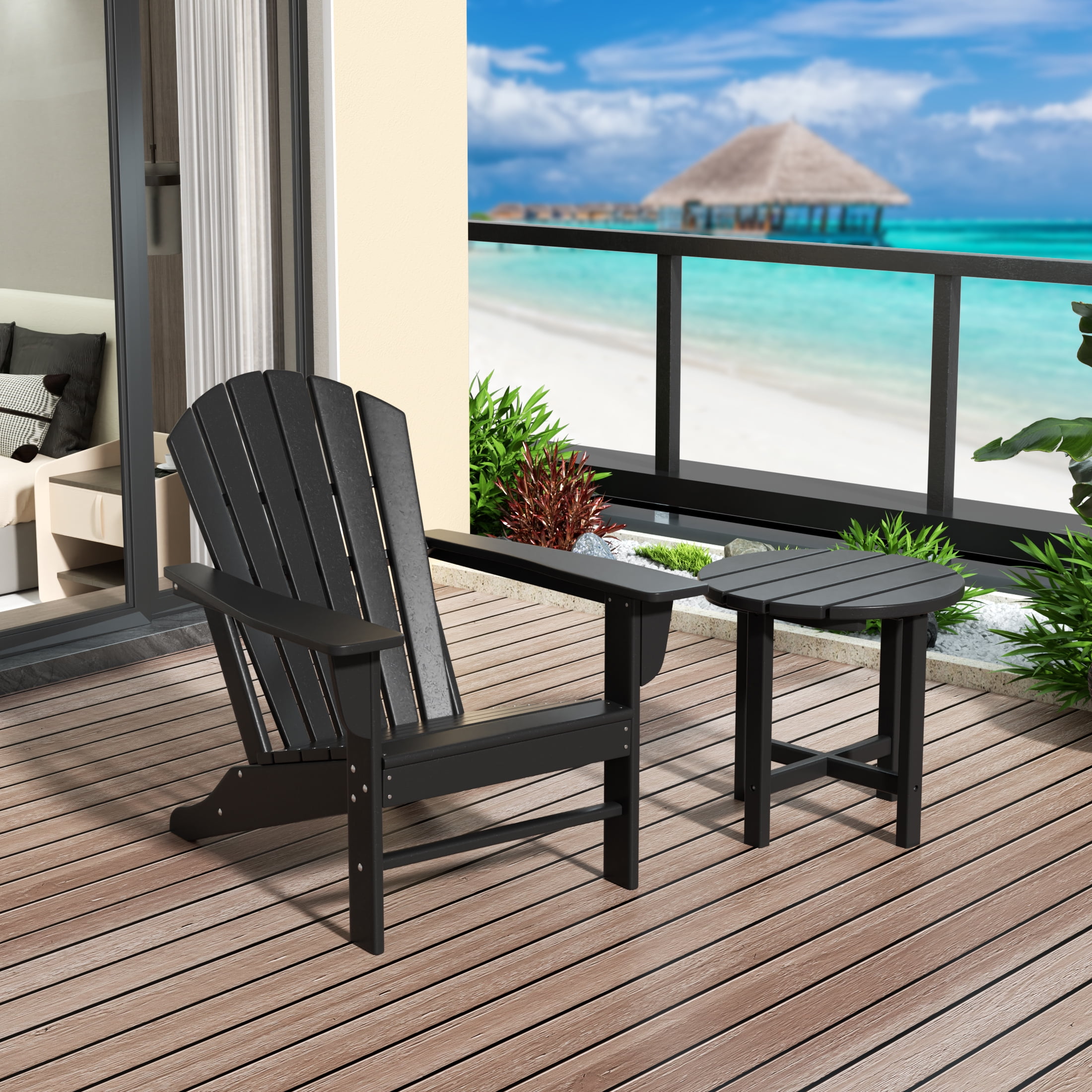 WestinTrends Outdoor Plastic Side Table, All Weather Round End Table ...