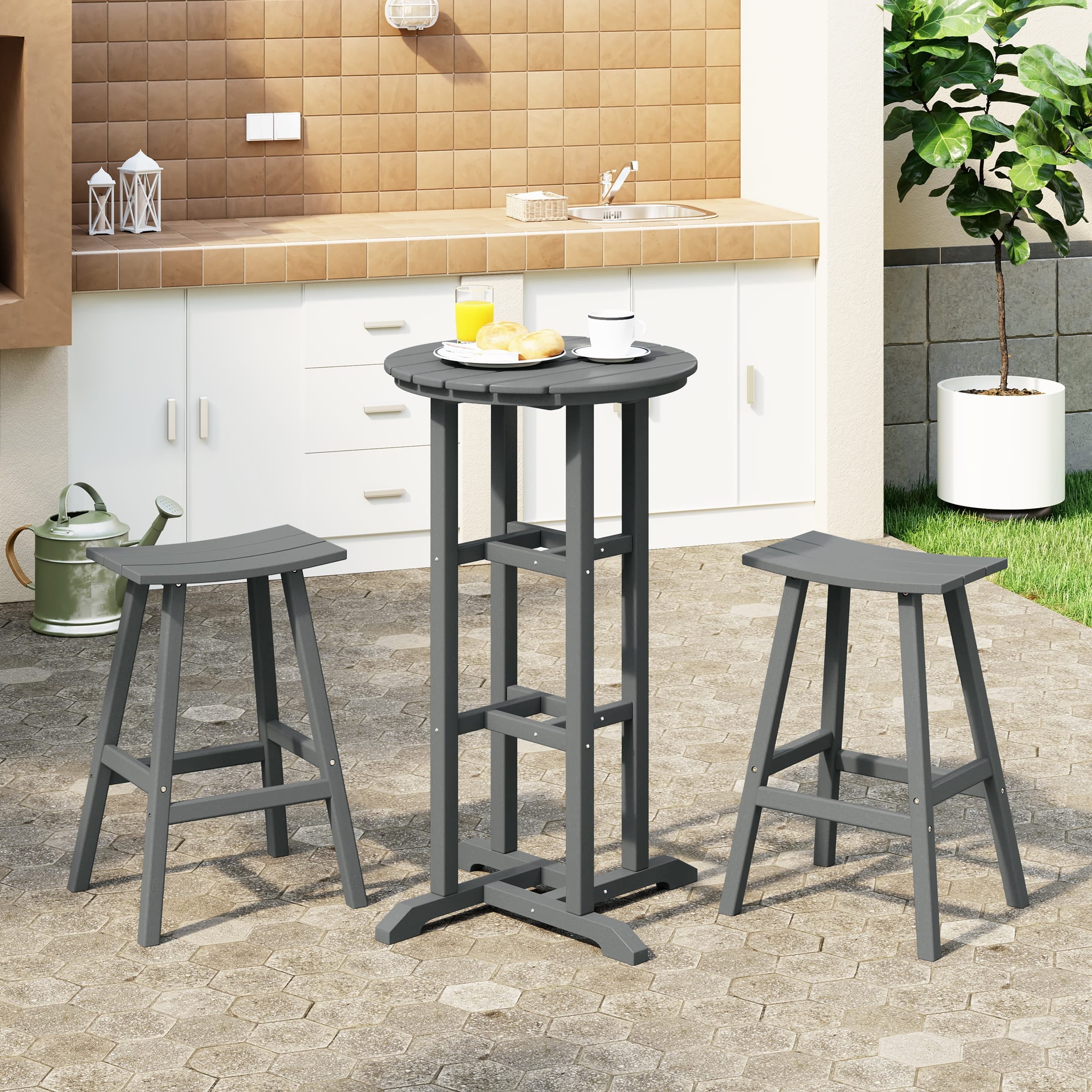 WestinTrends Outdoor Patio Bar Height Table and Bar Stool 3-Piece ...
