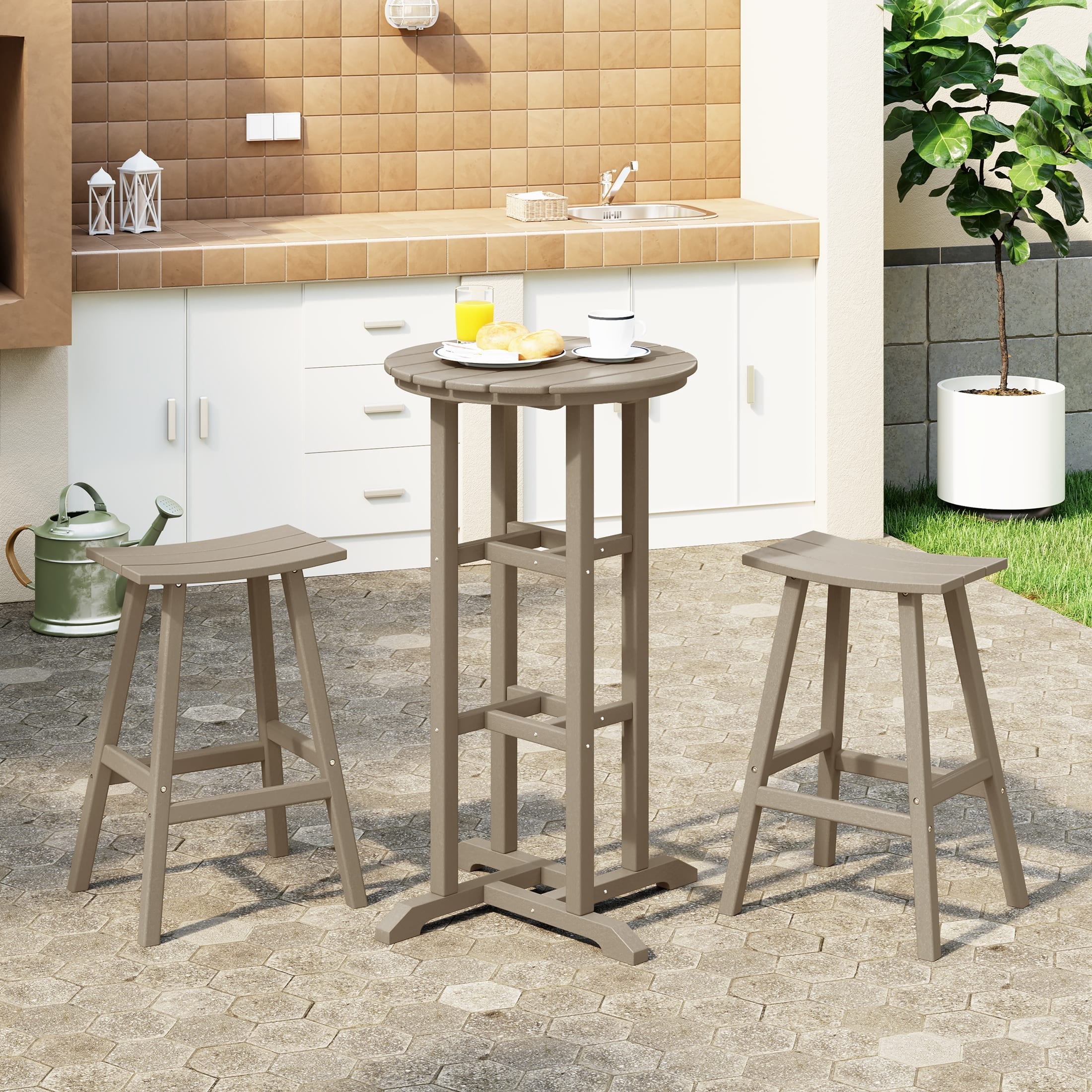 WestinTrends Outdoor Patio Bar Height Table and Bar Stool 3-Piece ...
