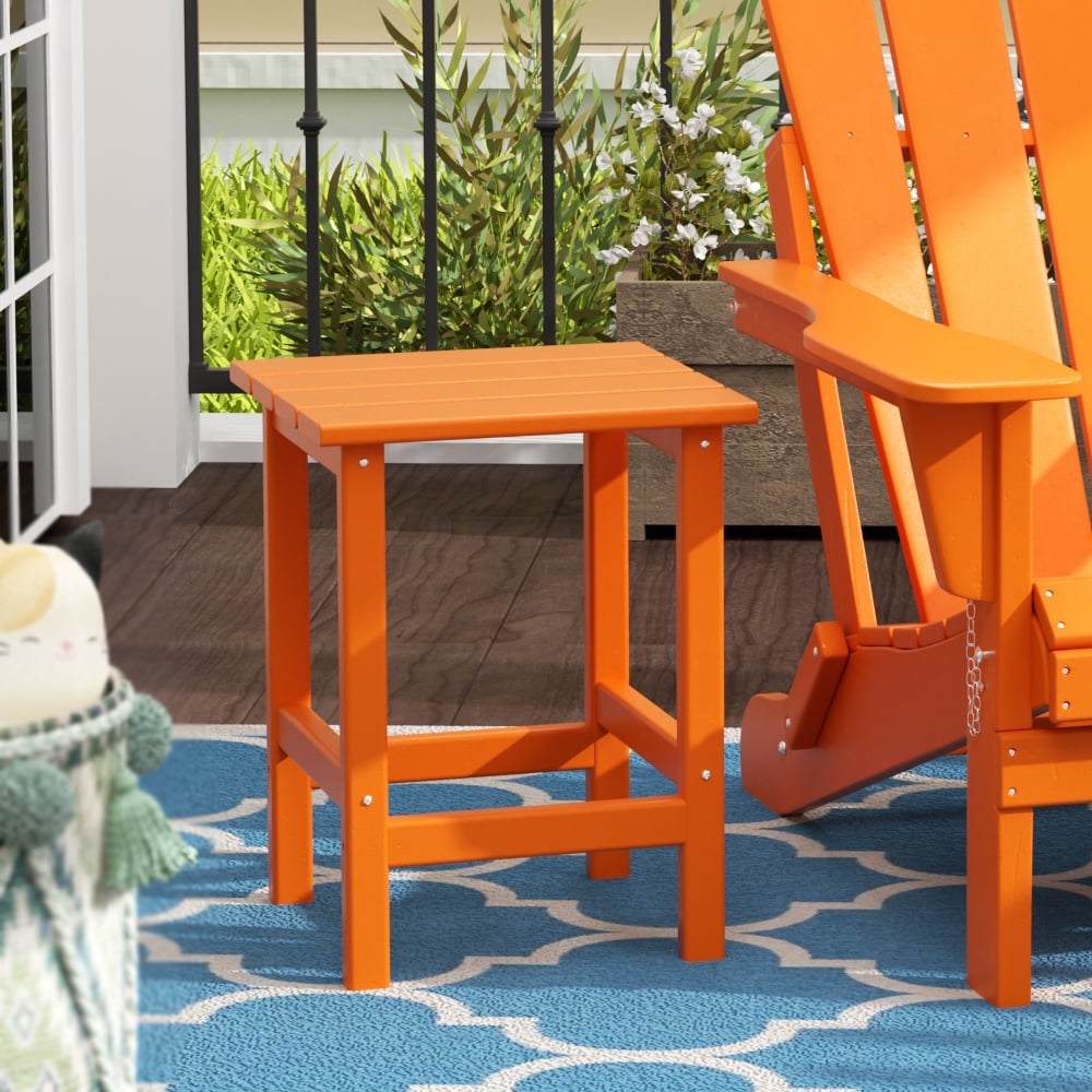 Westintrends Outdoor Side Table All Weather Poly Lumber Adirondack Small Patio Table Square End