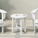 WestinTrends Outdoor White Side Table, All-Weather Round HDPE Resin ...