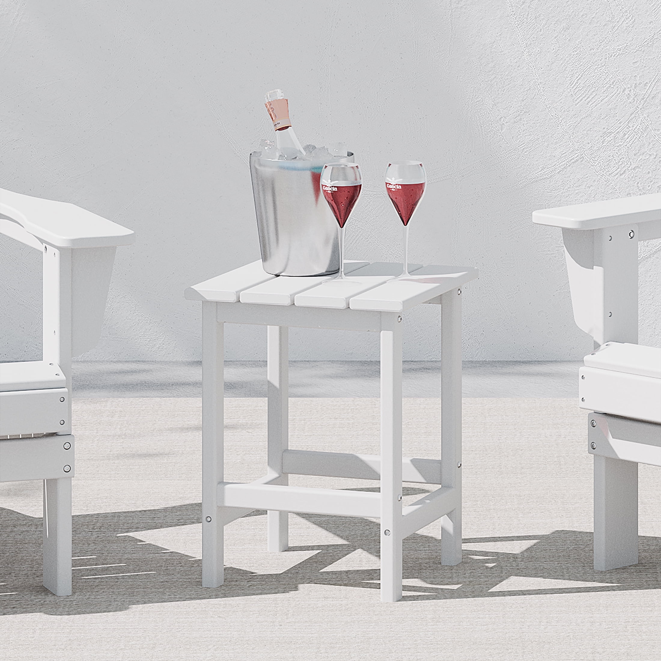 WestinTrends Outdoor White Side Table, All Weather Poly Lumber ...