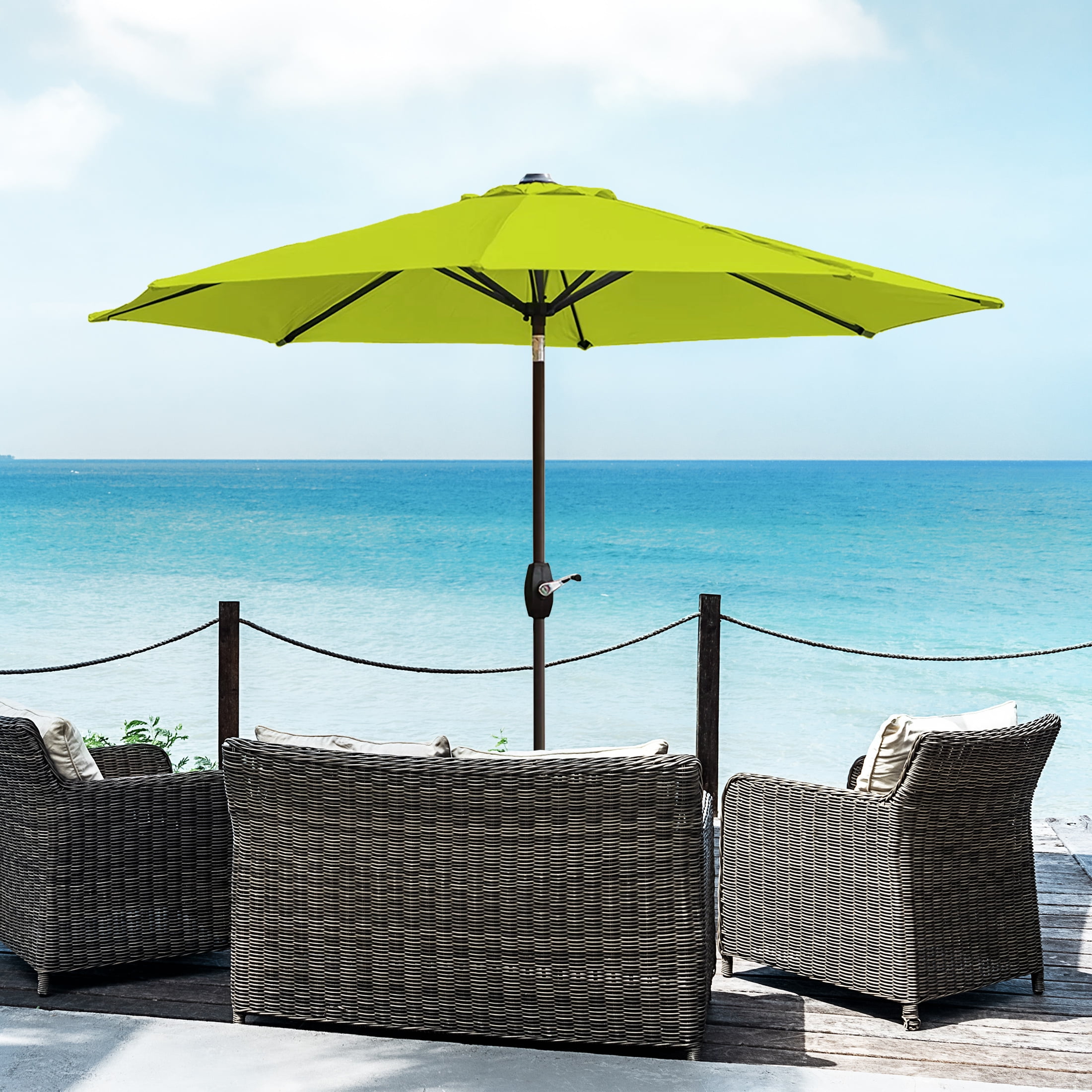 WestinTrends 9 Ft Patio Umbrella, Lime Green Outdoor Sun Umbrella with ...