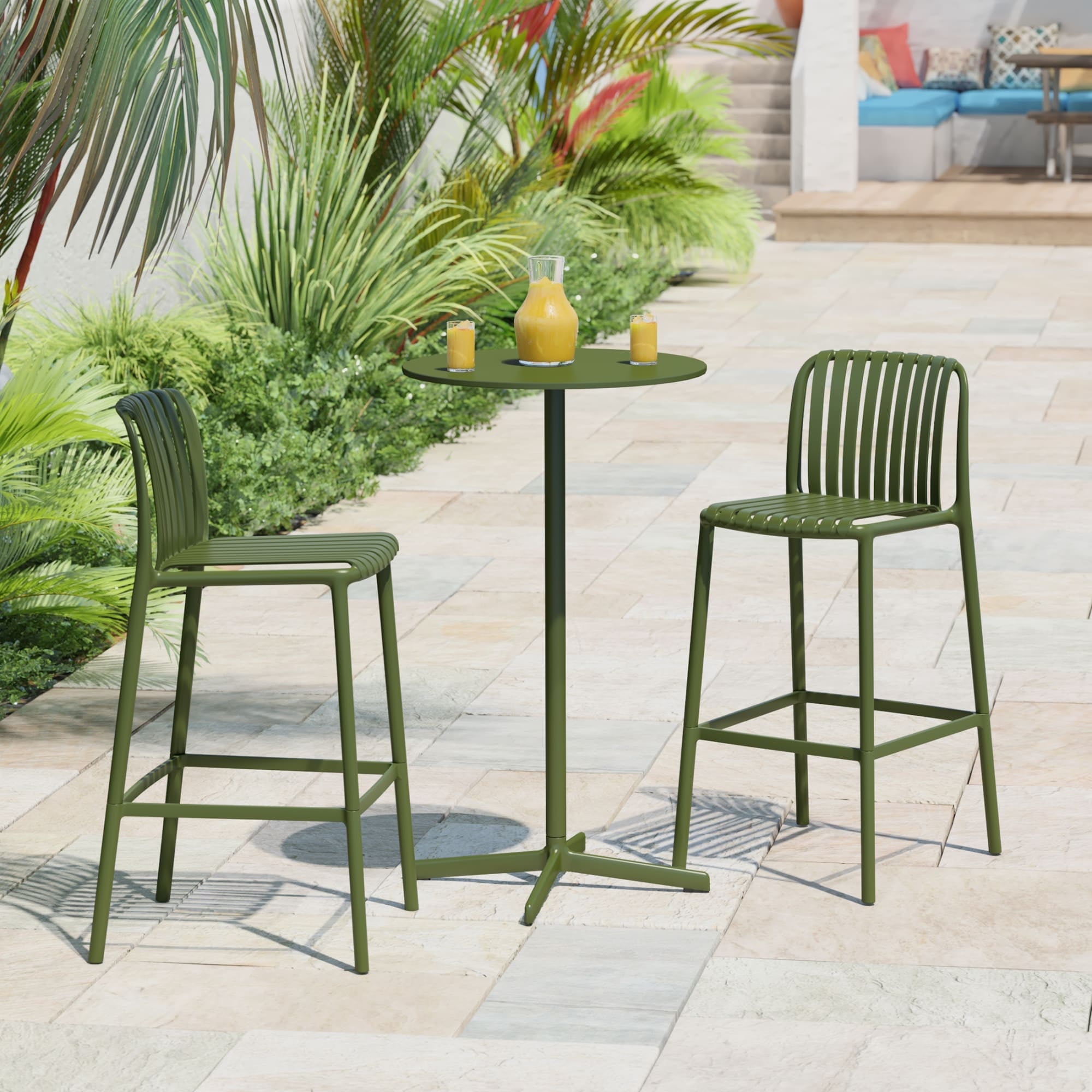 WestinTrends Playa 29.5" Outdoor Modern Polypropylene Plastic Patio Bar ...