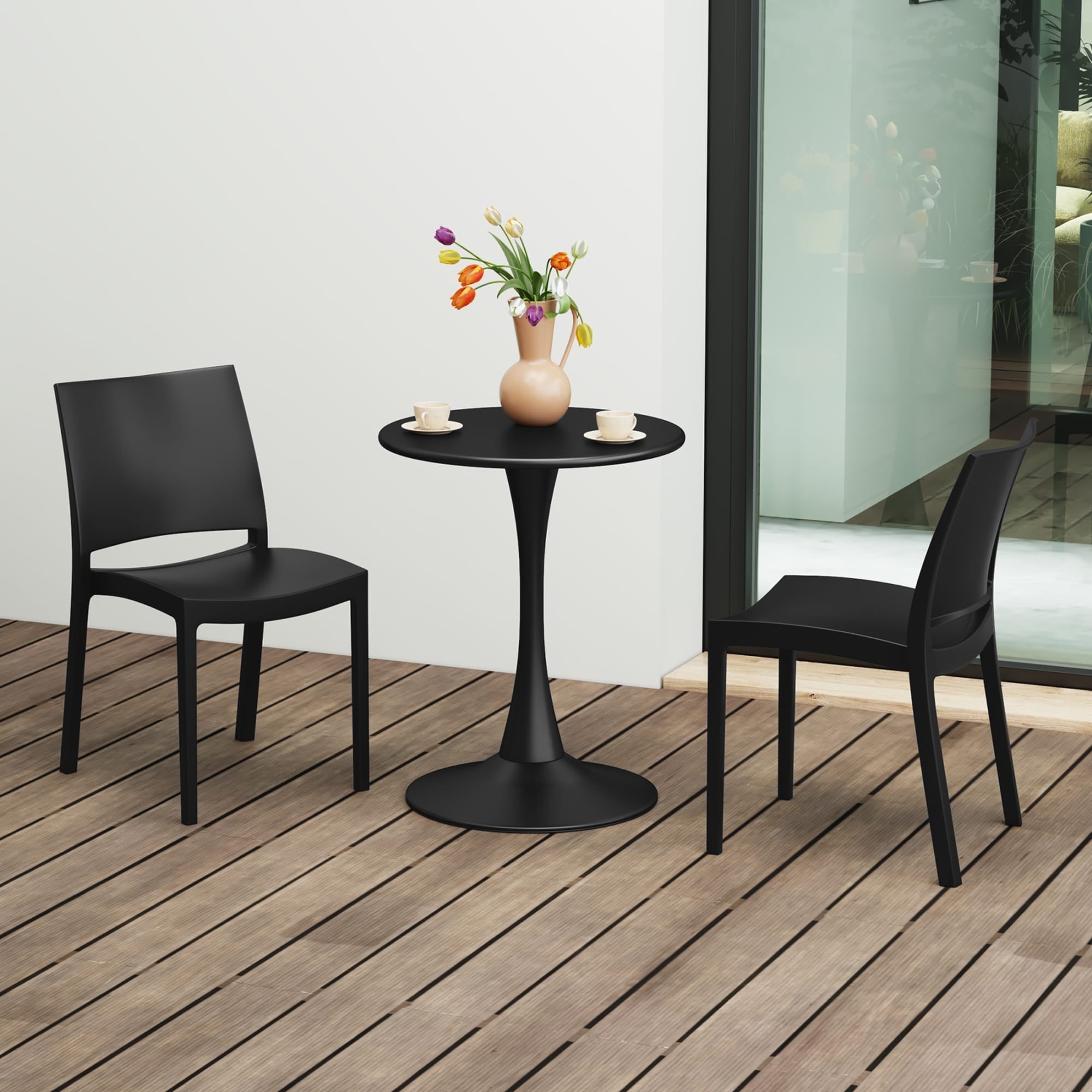 WestinTrends Playa 3-Piece Outdoor Round Metal Patio Dining Table Set ...