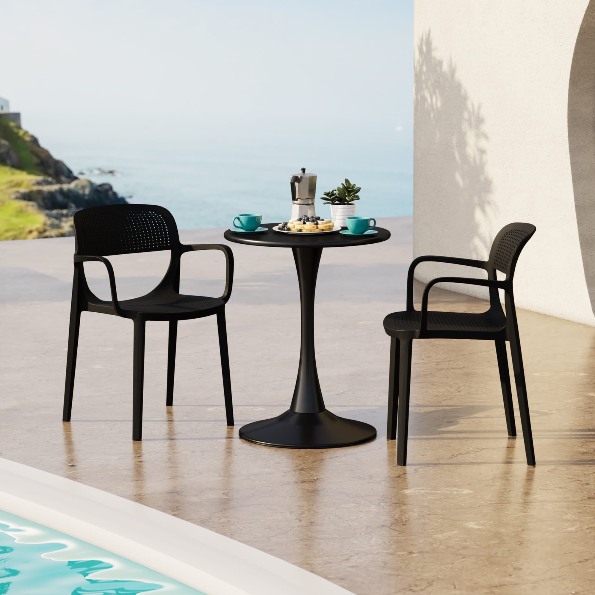 WestinTrends Playa 3-Piece Round Metal Bistro Dining Table Set And ...