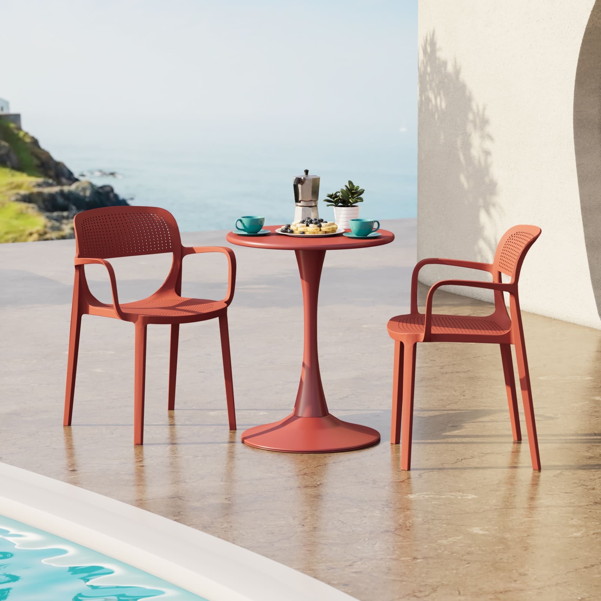 WestinTrends Playa 3-Piece Round Metal Bistro Dining Table Set And ...