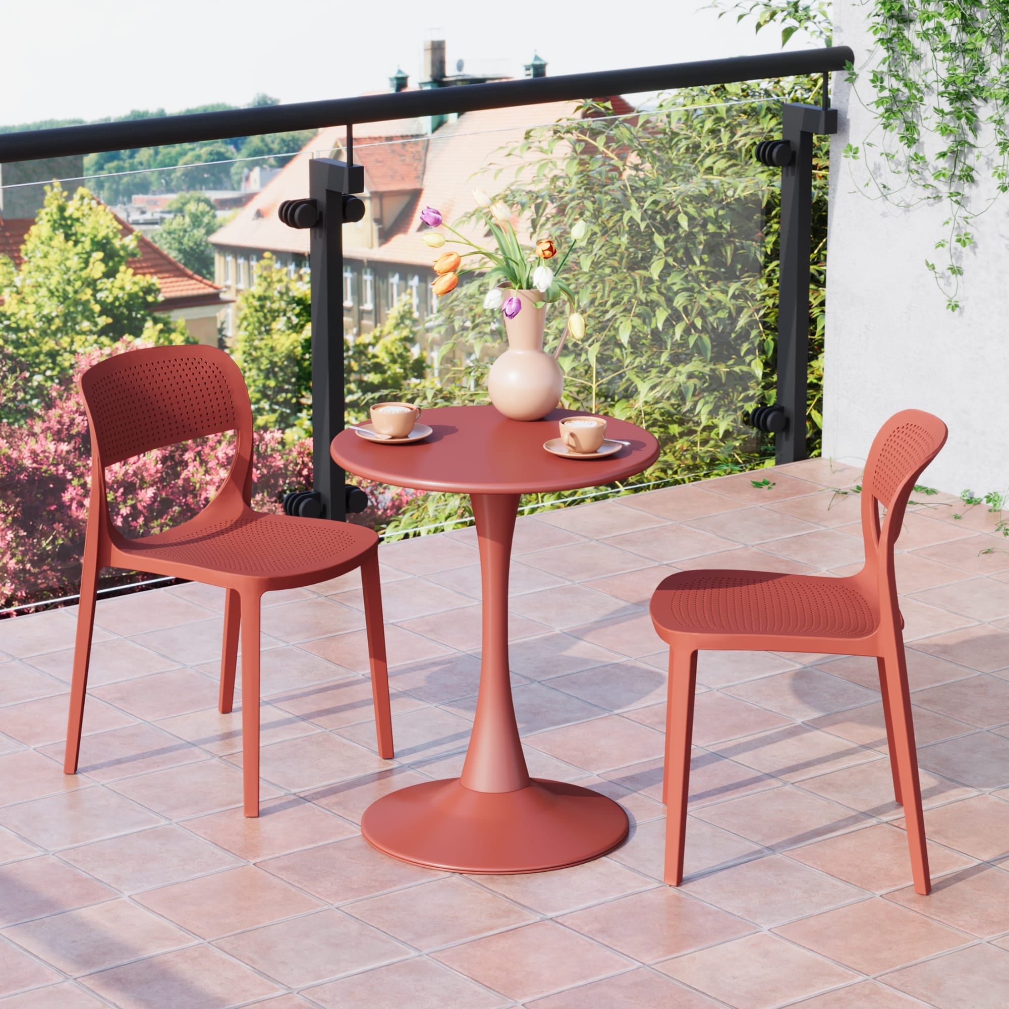 WestinTrends Playa 3-Piece Round Metal Bistro Dining Table Set And ...