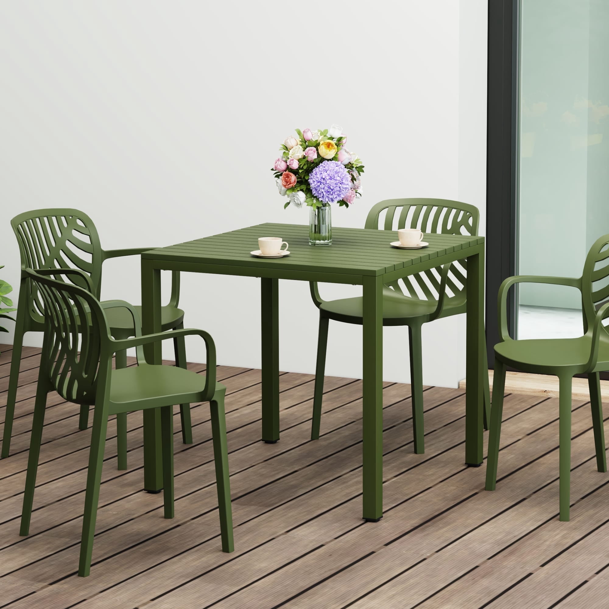 WestinTrends Playa 31.5" Iron Metal Frame Outdoor Square Patio Dining ...