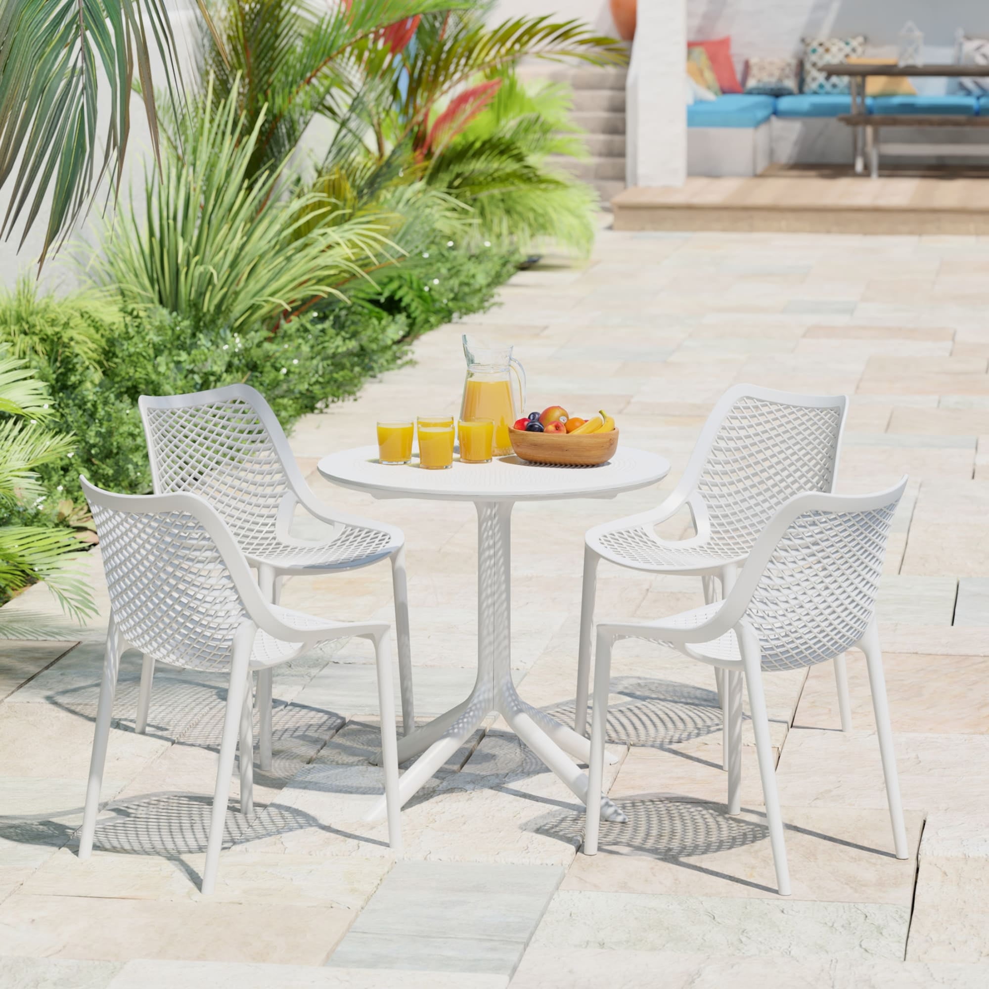 WestinTrends Playa 31.5" Round Plastic Outdoor Patio Dining Table for 4 ...