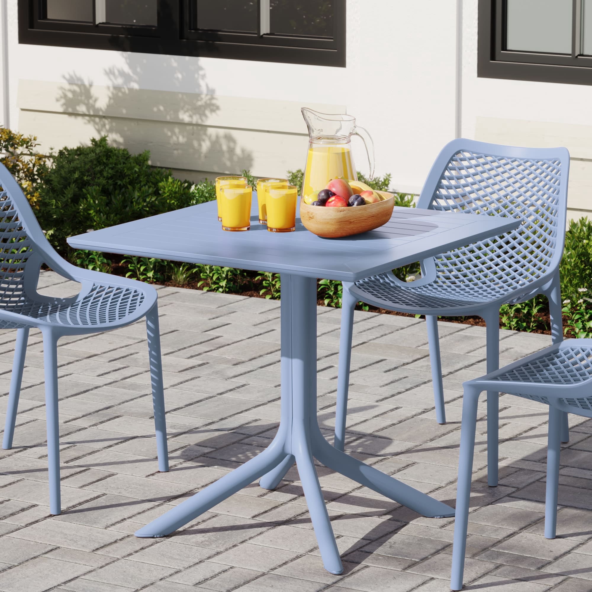 WestinTrends Playa 31.5" Square Outdoor Plastic Resin Patio Dining ...