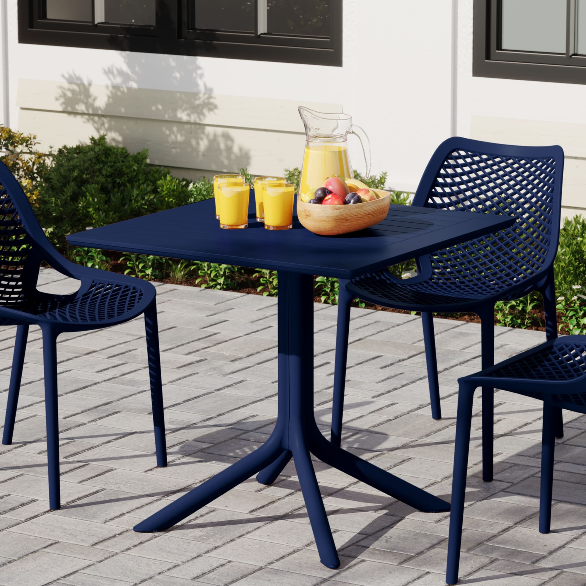 WestinTrends Playa 31.5" Square Outdoor Plastic Resin Patio Dining ...