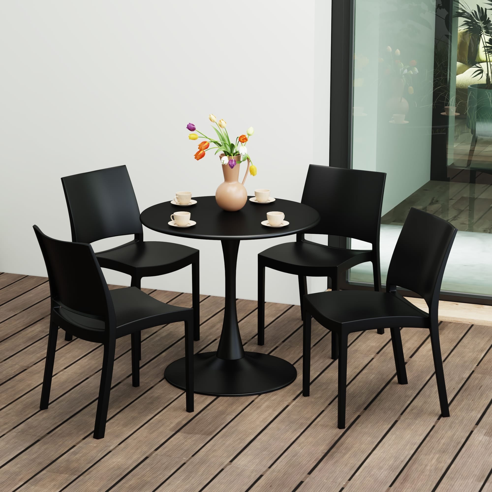 WestinTrends Playa 5-Piece Indoor Outdoor Round Metal Patio Dining ...