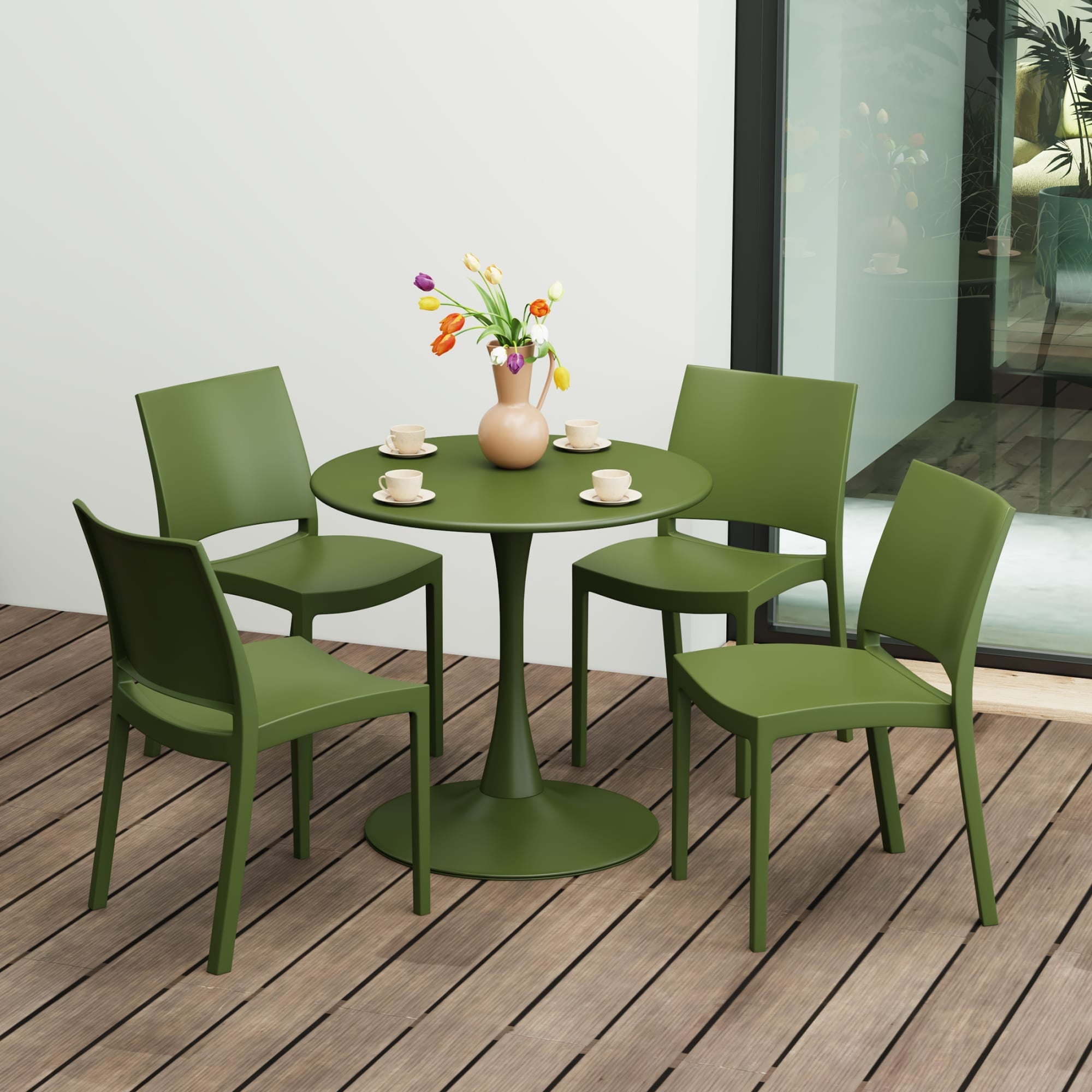 WestinTrends Playa 5-Piece Indoor Outdoor Round Metal Patio Dining ...