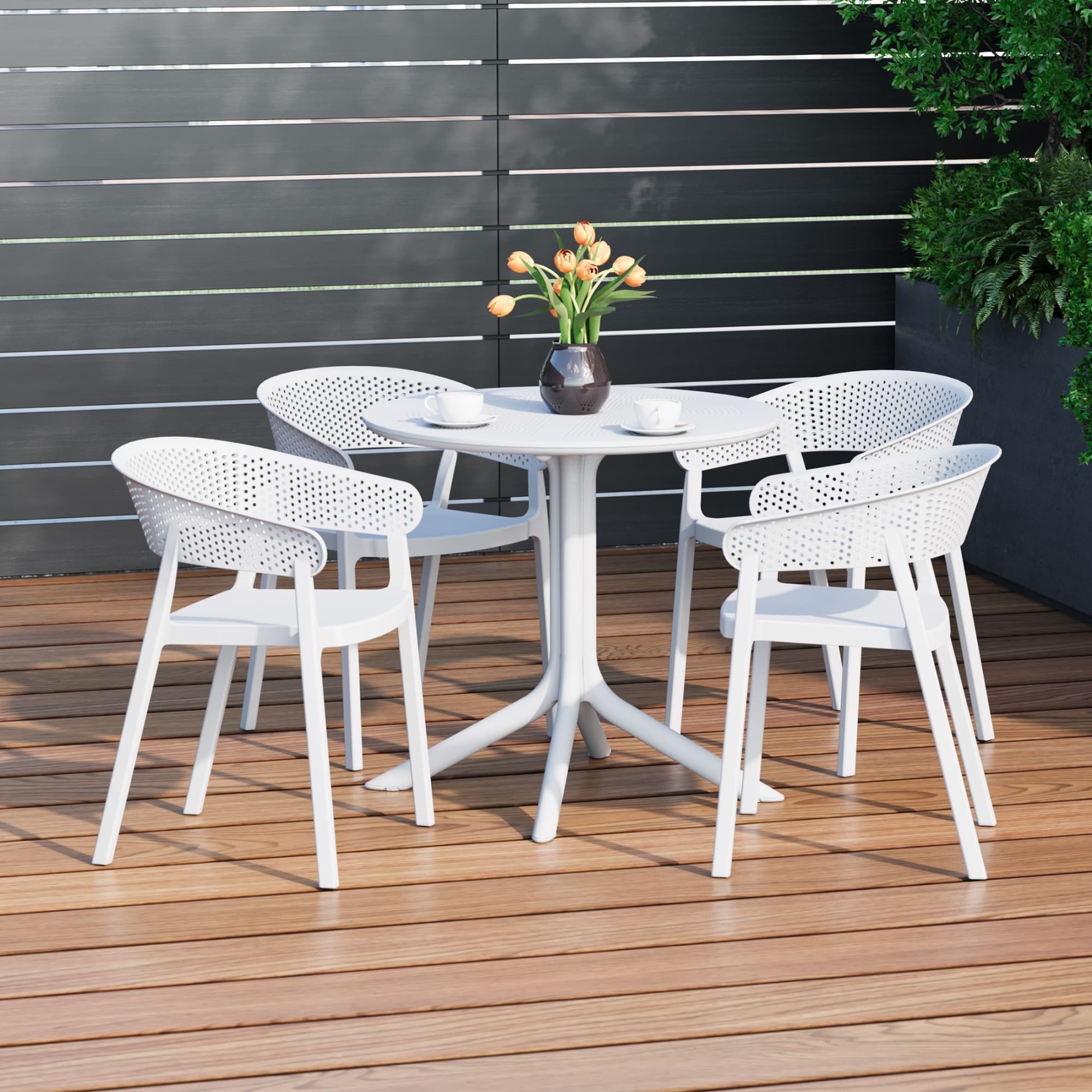 WestinTrends Playa 5-Piece Modern Patio Round Dining Table Set with ...