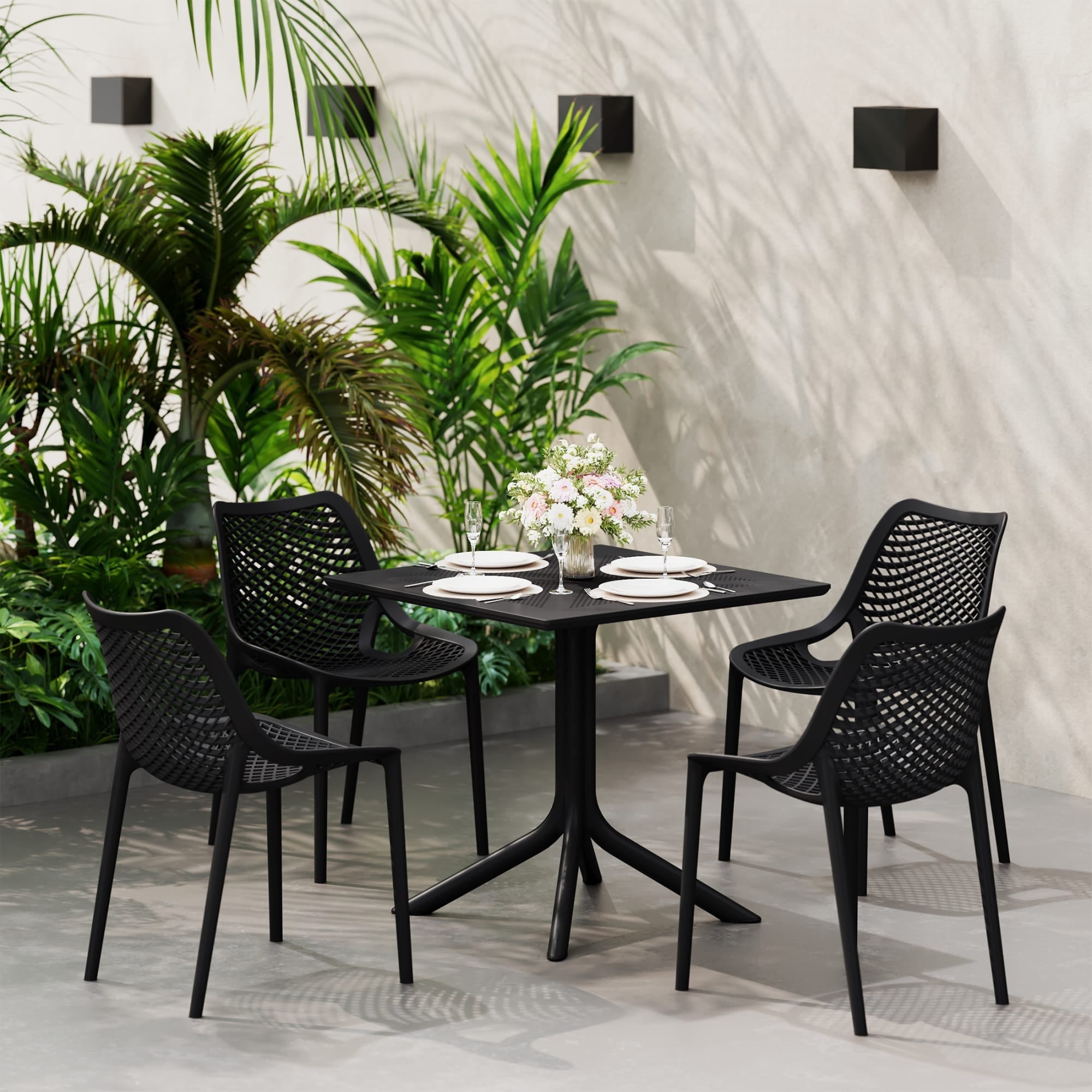 WestinTrends Playa 5-Piece Modern Square Patio Dining Table Set with ...