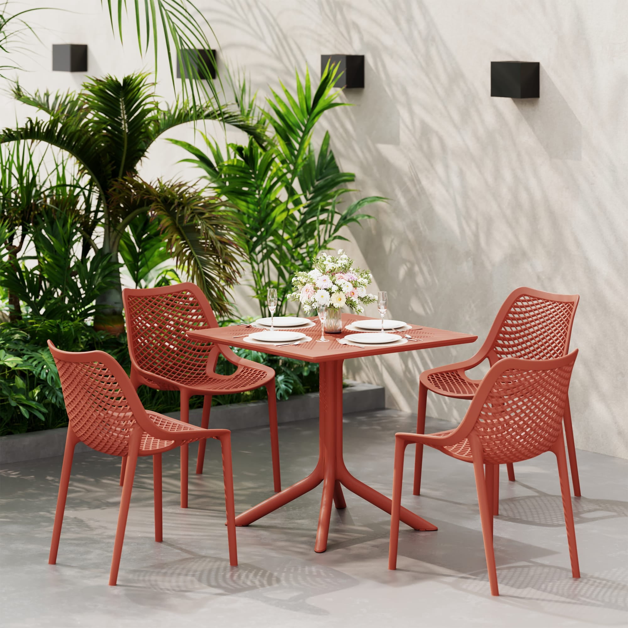 WestinTrends Playa 5-Piece Modern Square Patio Dining Table Set with ...