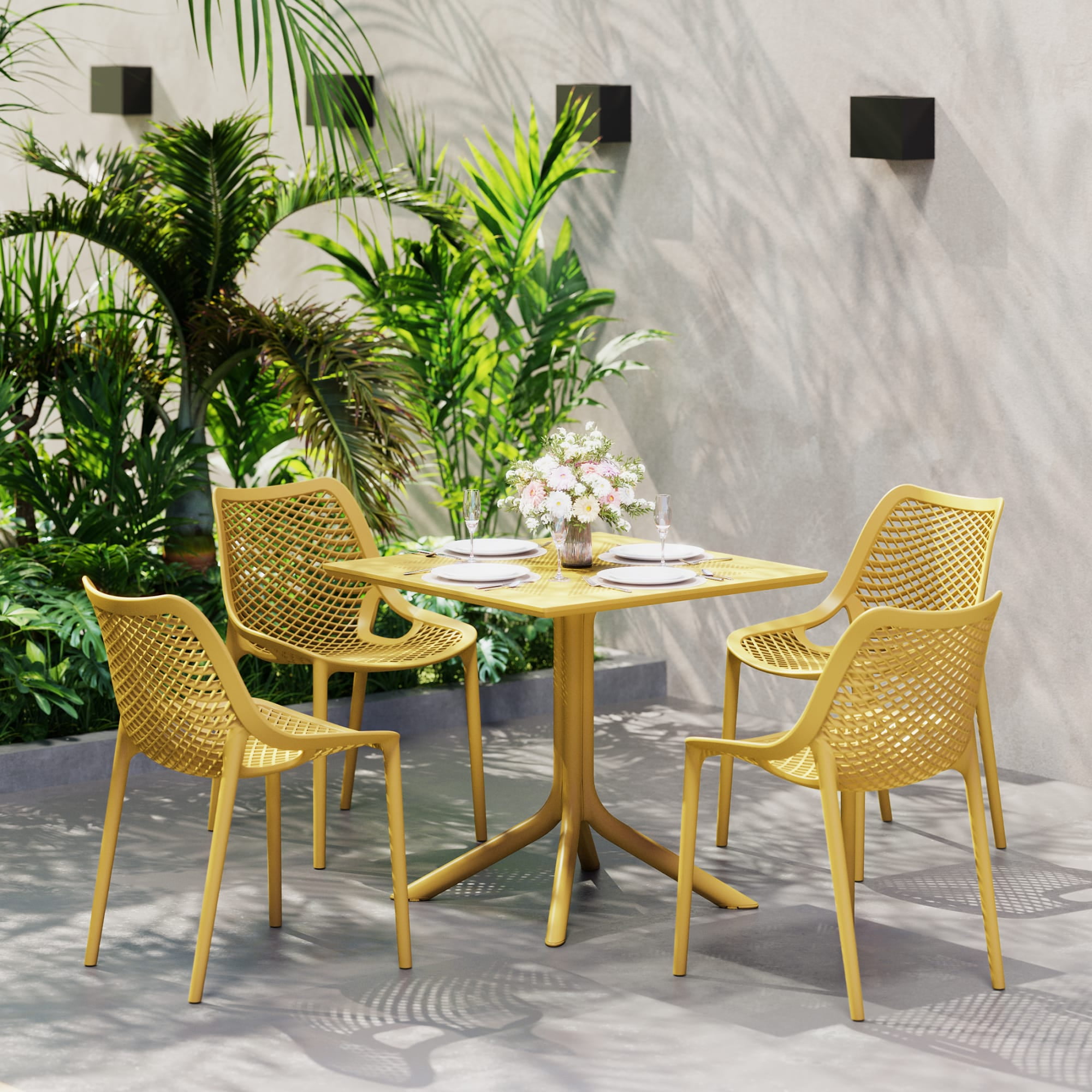 WestinTrends Playa 5-Piece Modern Square Patio Dining Table Set with ...