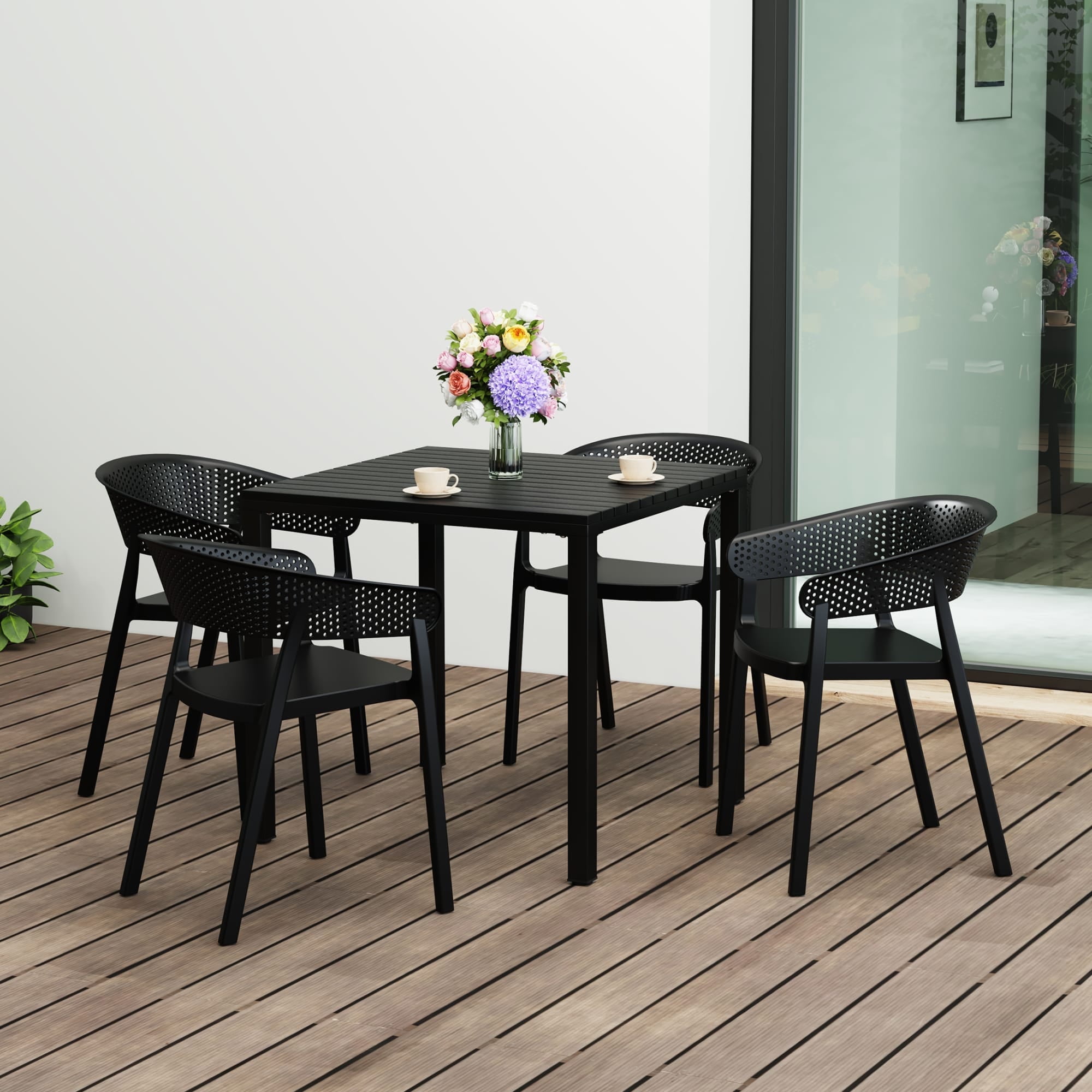 WestinTrends Playa 5-Piece Outdoor Metal Frame Square Dining Table ...