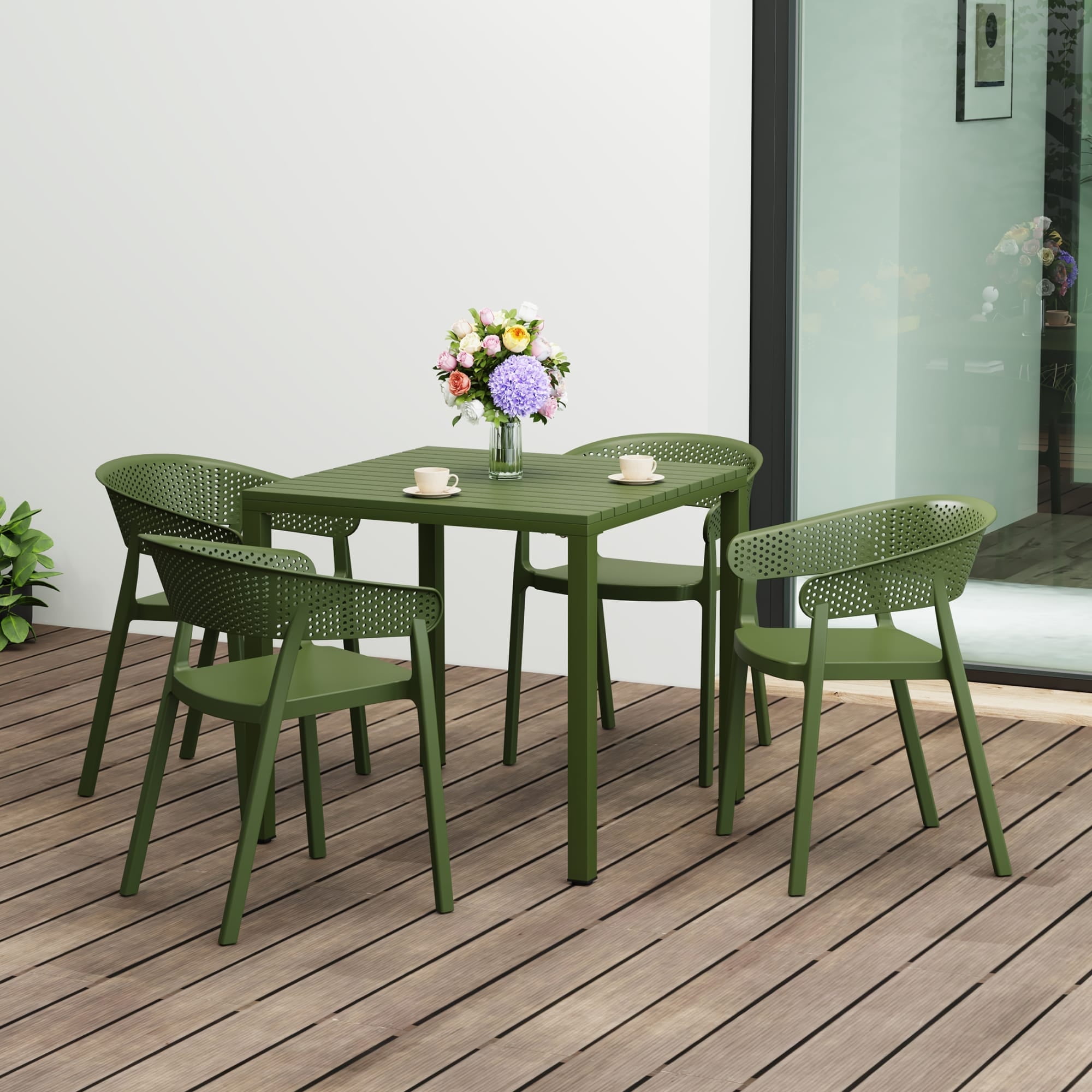 WestinTrends Playa 5-Piece Outdoor Metal Frame Square Dining Table ...