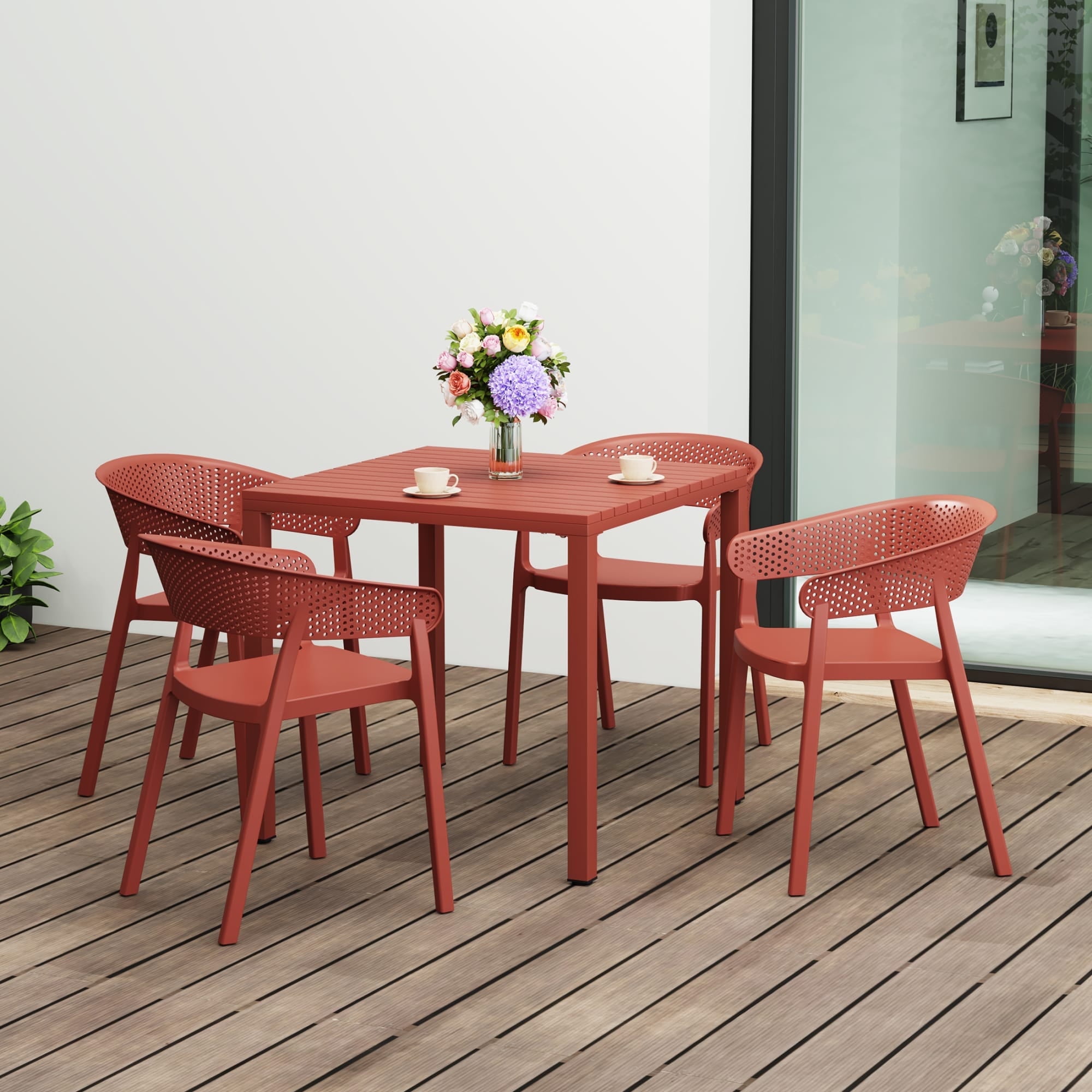 WestinTrends Playa 5-Piece Outdoor Metal Frame Square Dining Table ...