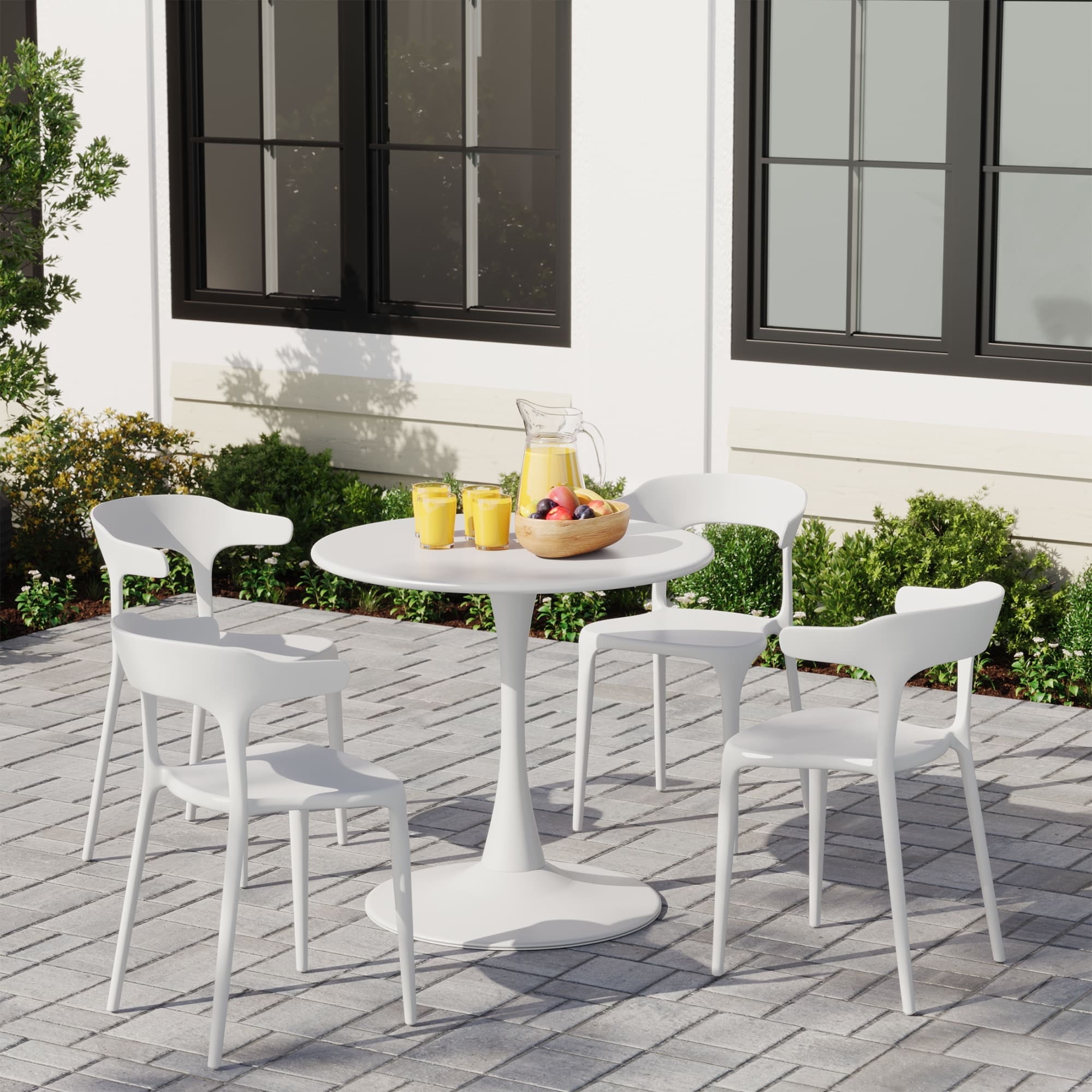 WestinTrends Playa 5-Piece Outdoor Metal Patio Dining Table Set With ...