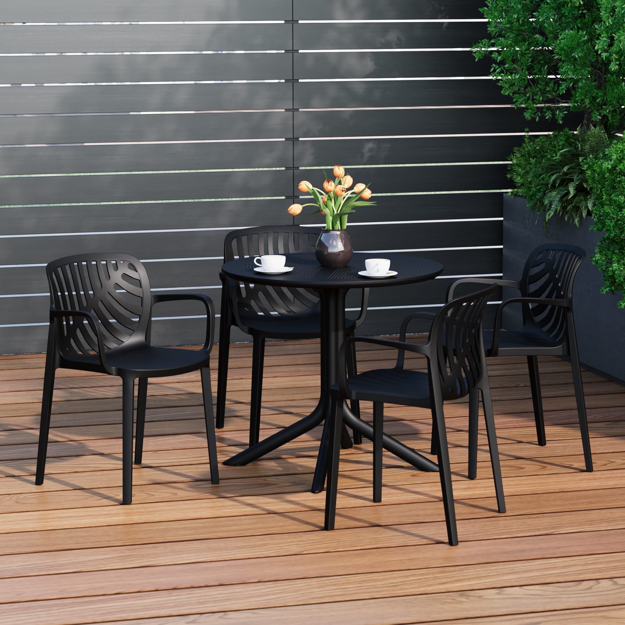 WestinTrends Playa 5-Piece Outdoor Resin Round Patio Dining Table Set ...