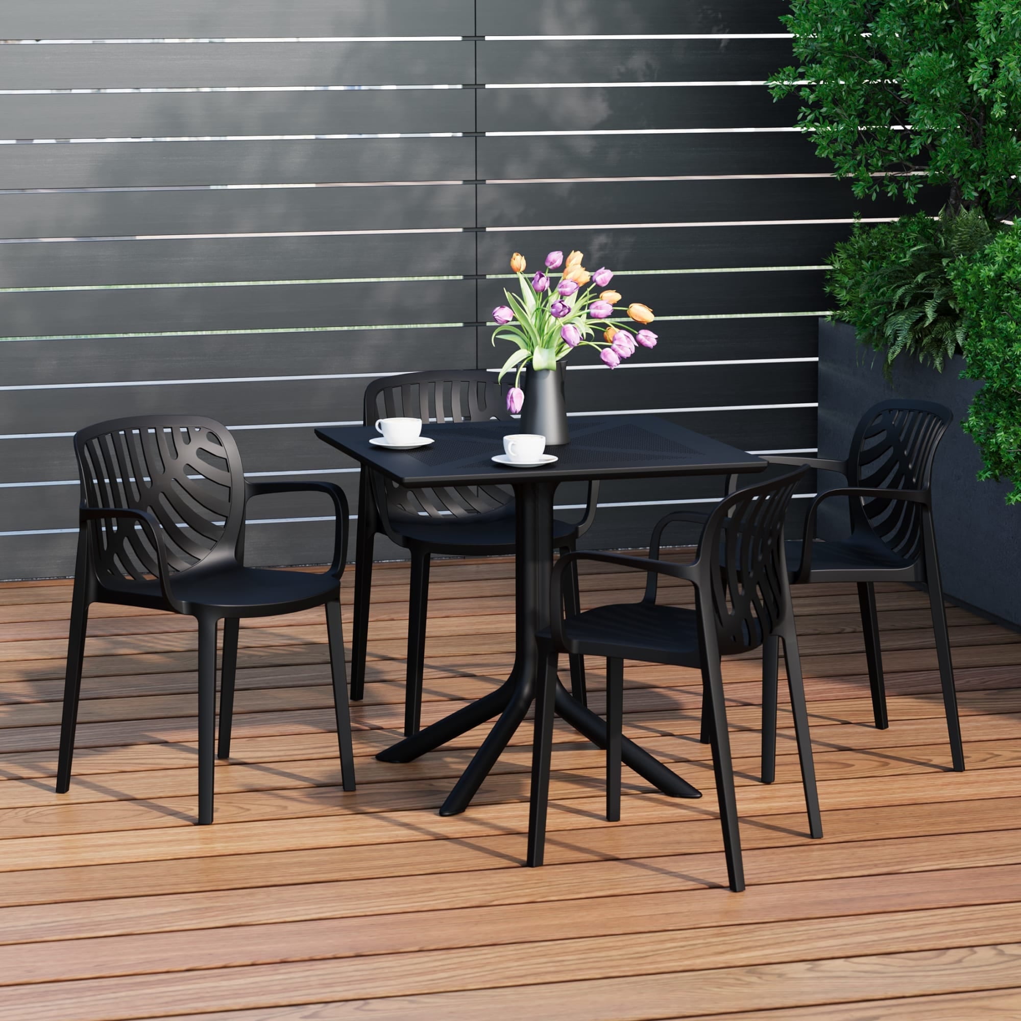 WestinTrends Playa 5-Piece Outdoor Resin Square Patio Dining Table Set ...