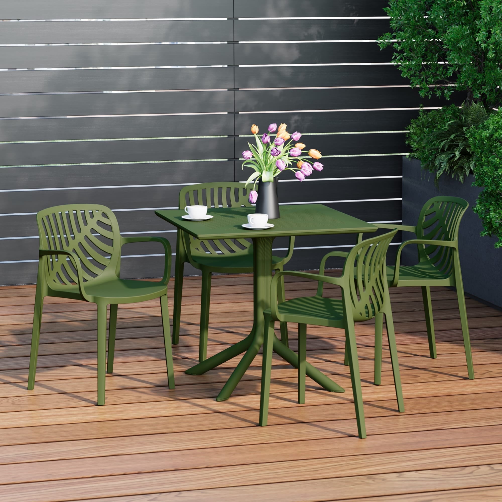 WestinTrends Playa 5-Piece Outdoor Resin Square Patio Dining Table Set ...