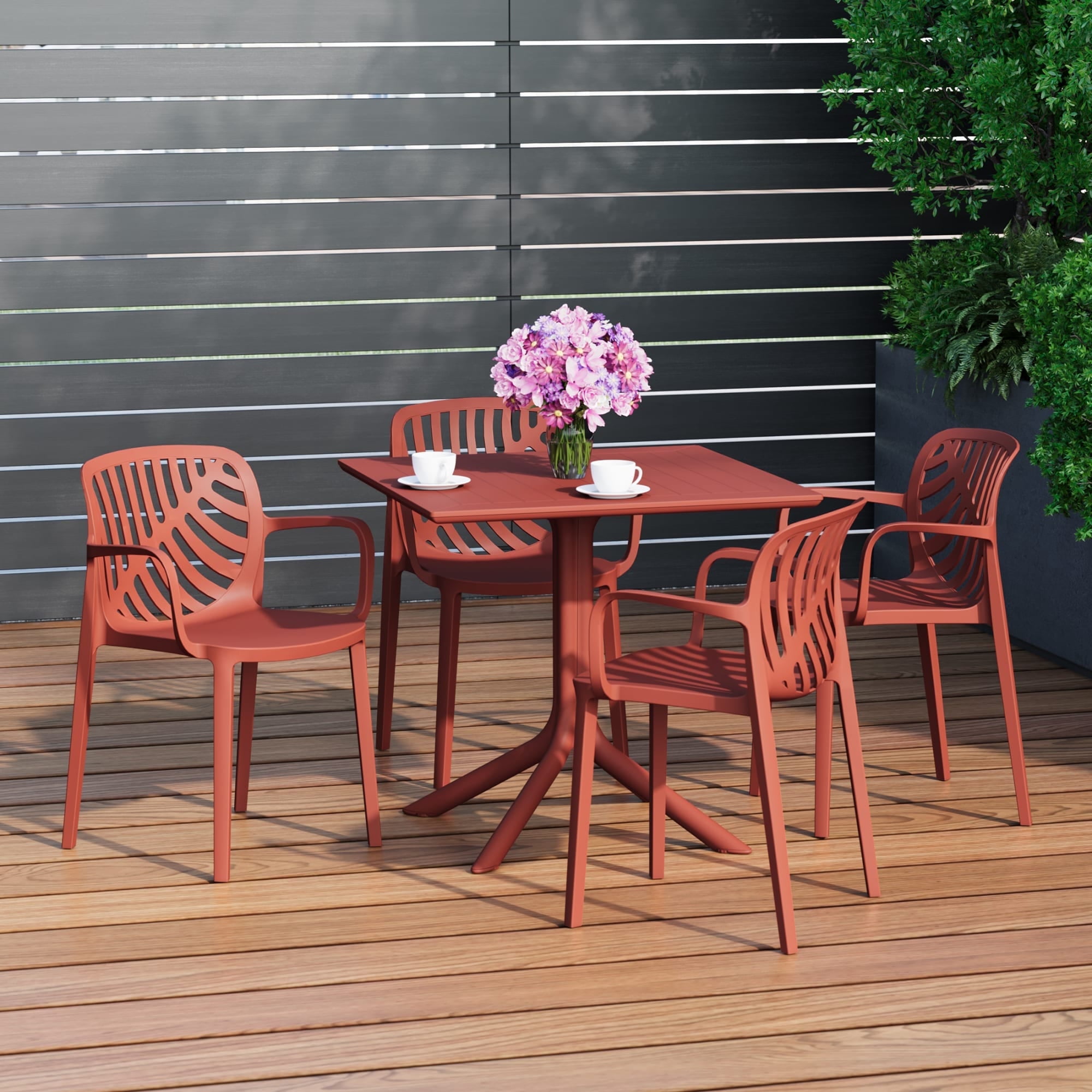WestinTrends Playa 5-Piece Outdoor Square Patio Dining Table Set with ...