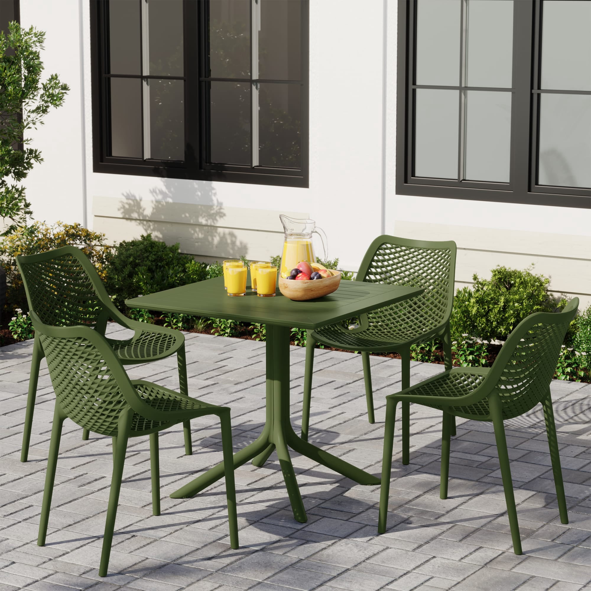 WestinTrends Playa 5-Piece Resin Square Patio Dining Table Set with ...