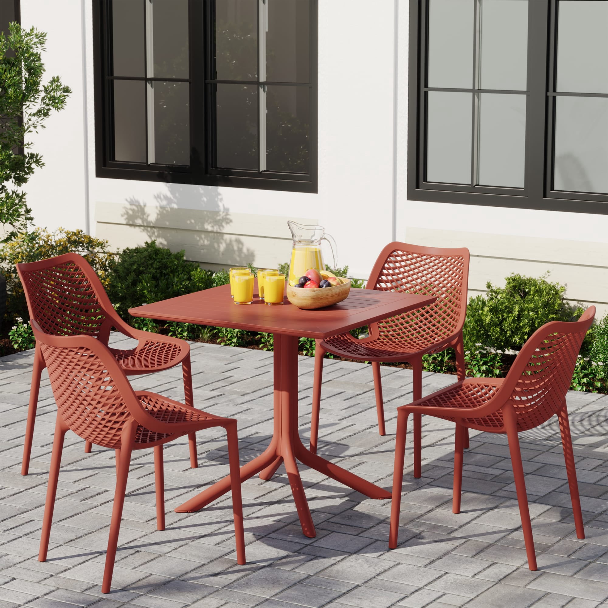 WestinTrends Playa 5-Piece Resin Square Patio Dining Table Set with ...
