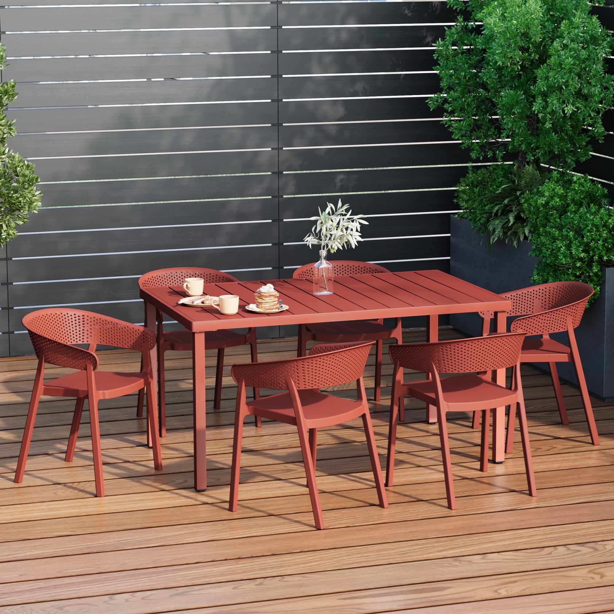 WestinTrends Playa 7-Piece Outdoor Metal Rectangle Patio Dining Table ...