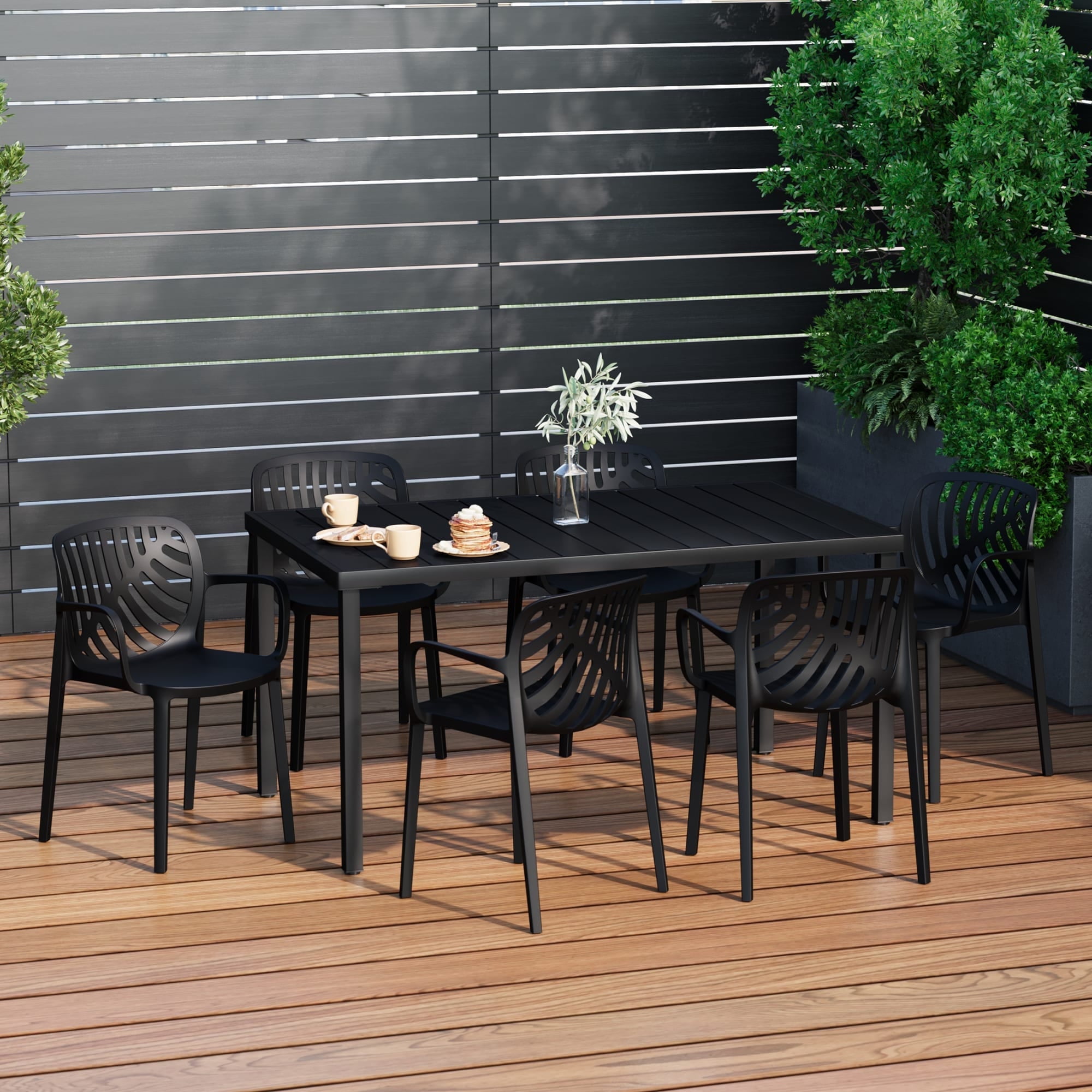 WestinTrends Playa 7-Piece Outdoor Metal Rectangle Patio Dining Table ...