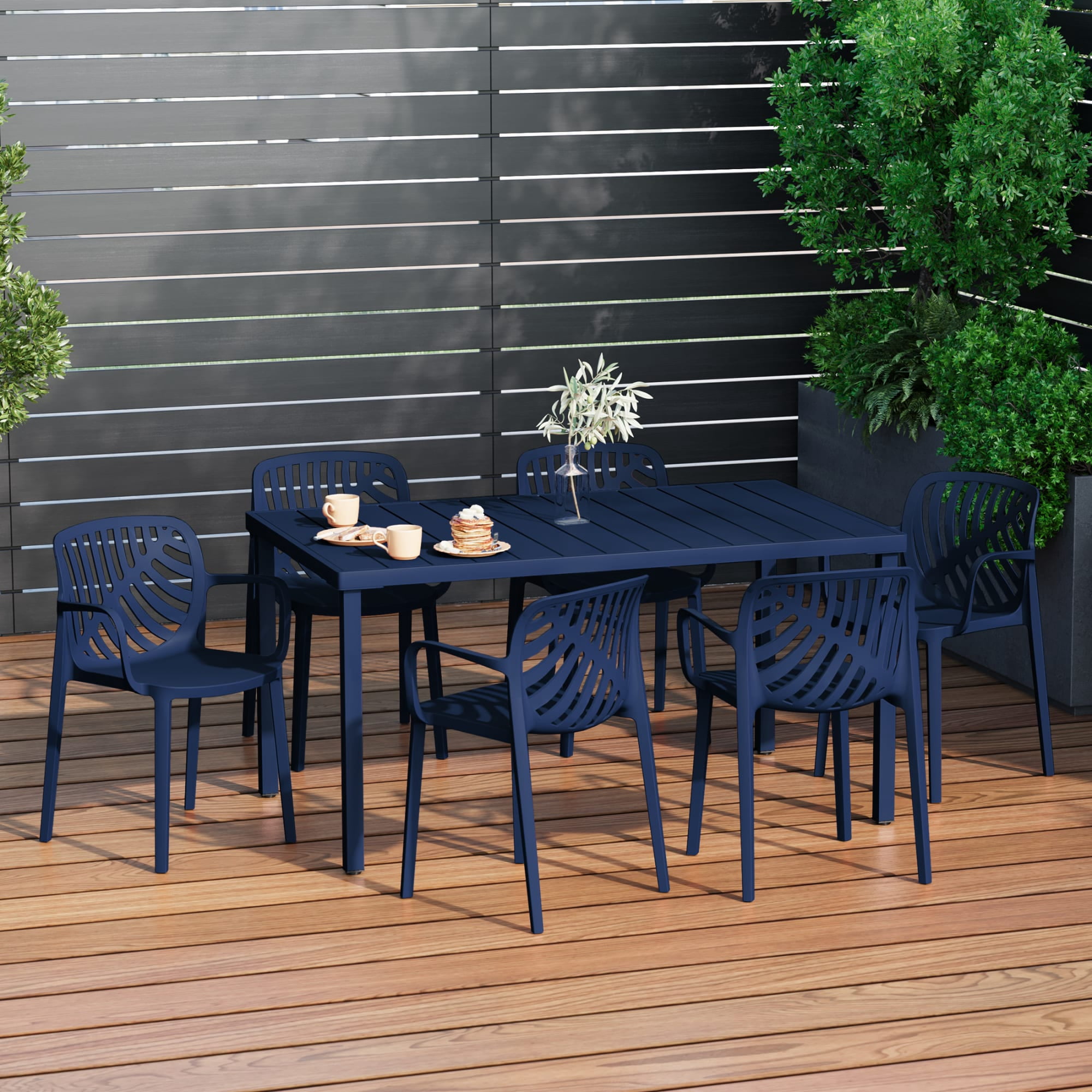 WestinTrends Playa 7-Piece Outdoor Metal Rectangle Patio Dining Table ...