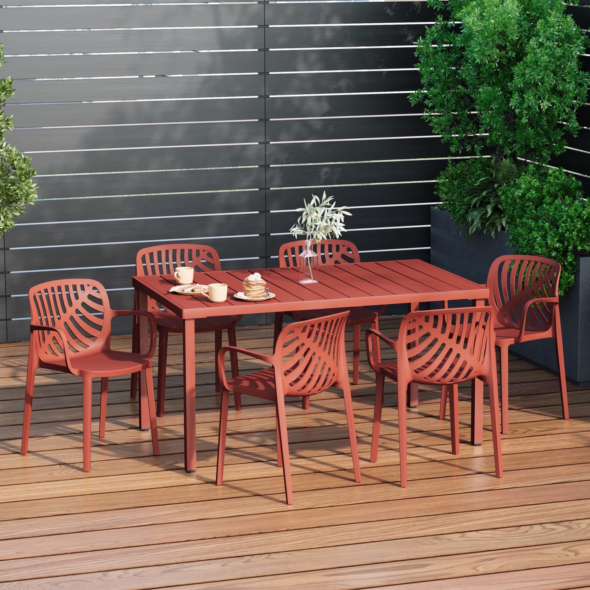 WestinTrends Playa 7-Piece Outdoor Metal Rectangle Patio Dining Table ...