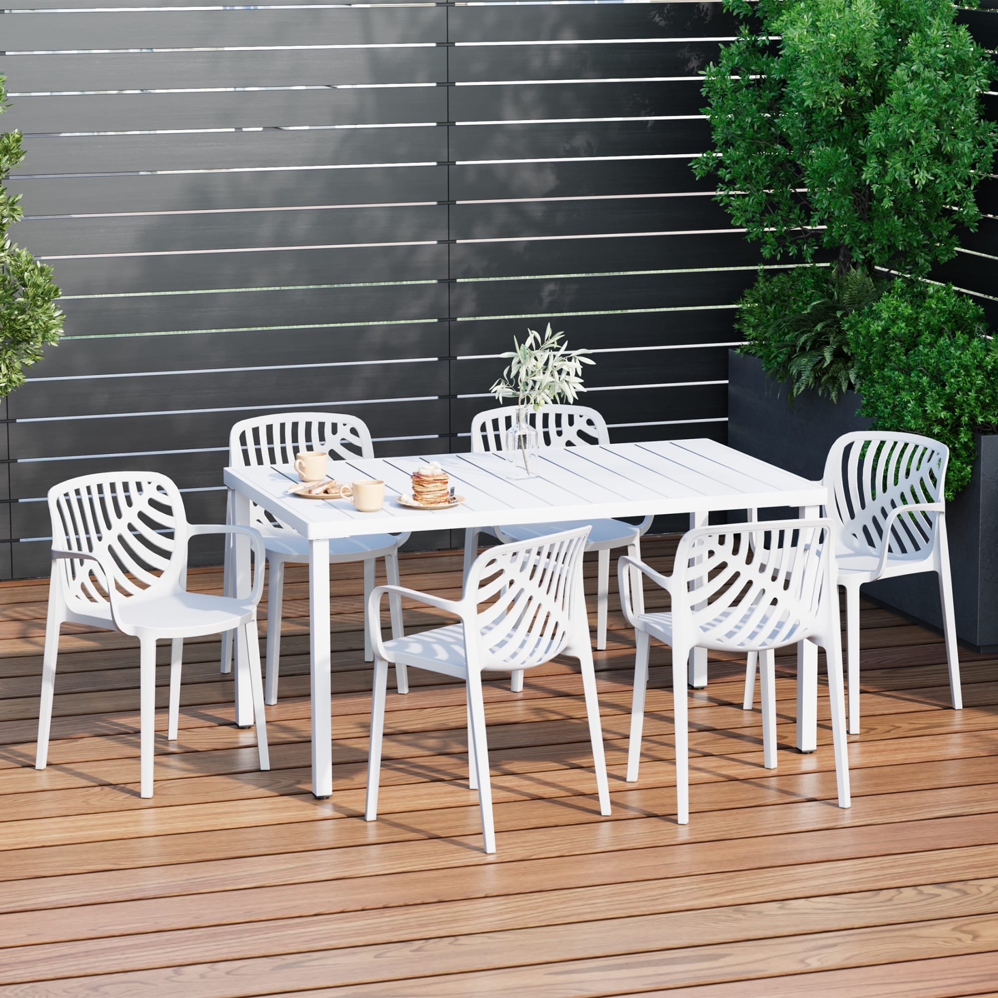 WestinTrends Playa 7-Piece Outdoor Metal Rectangle Patio Dining Table ...