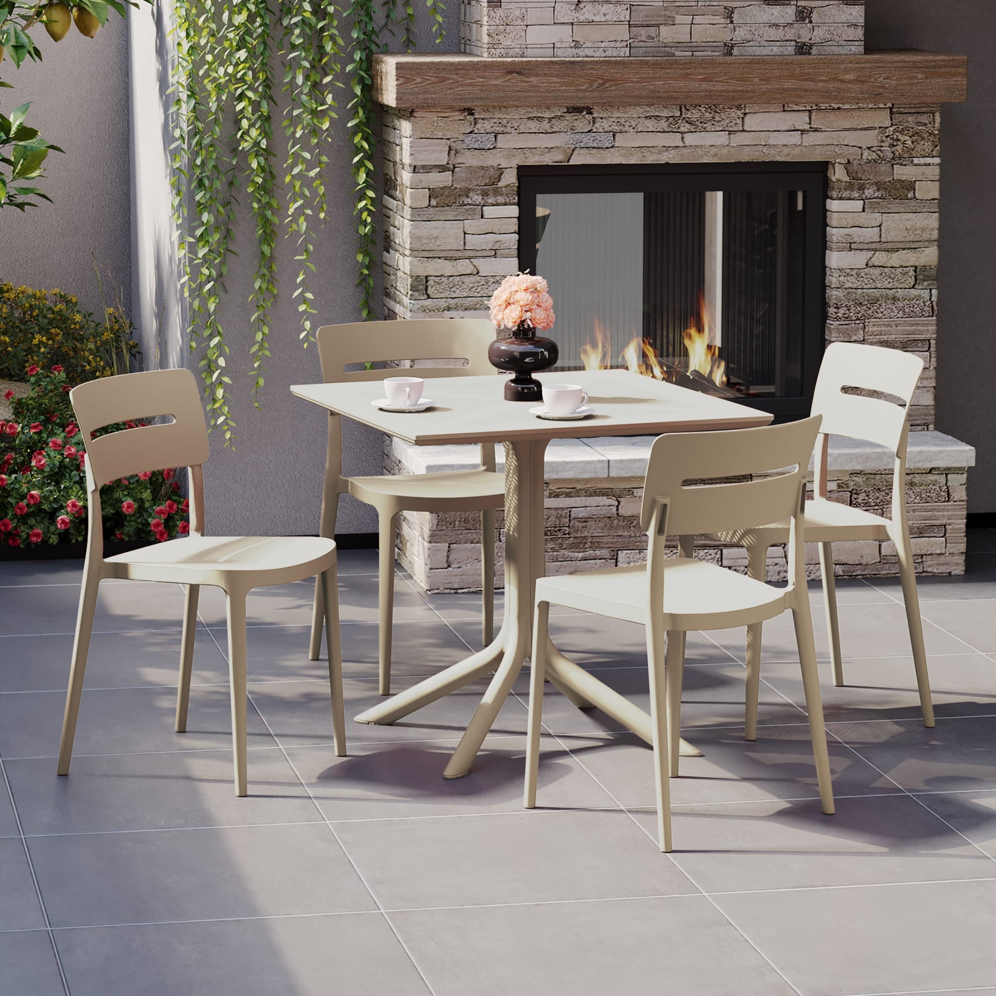 WestinTrends Playa Modern 5-Piece Resin Patio Dining Table Set with ...