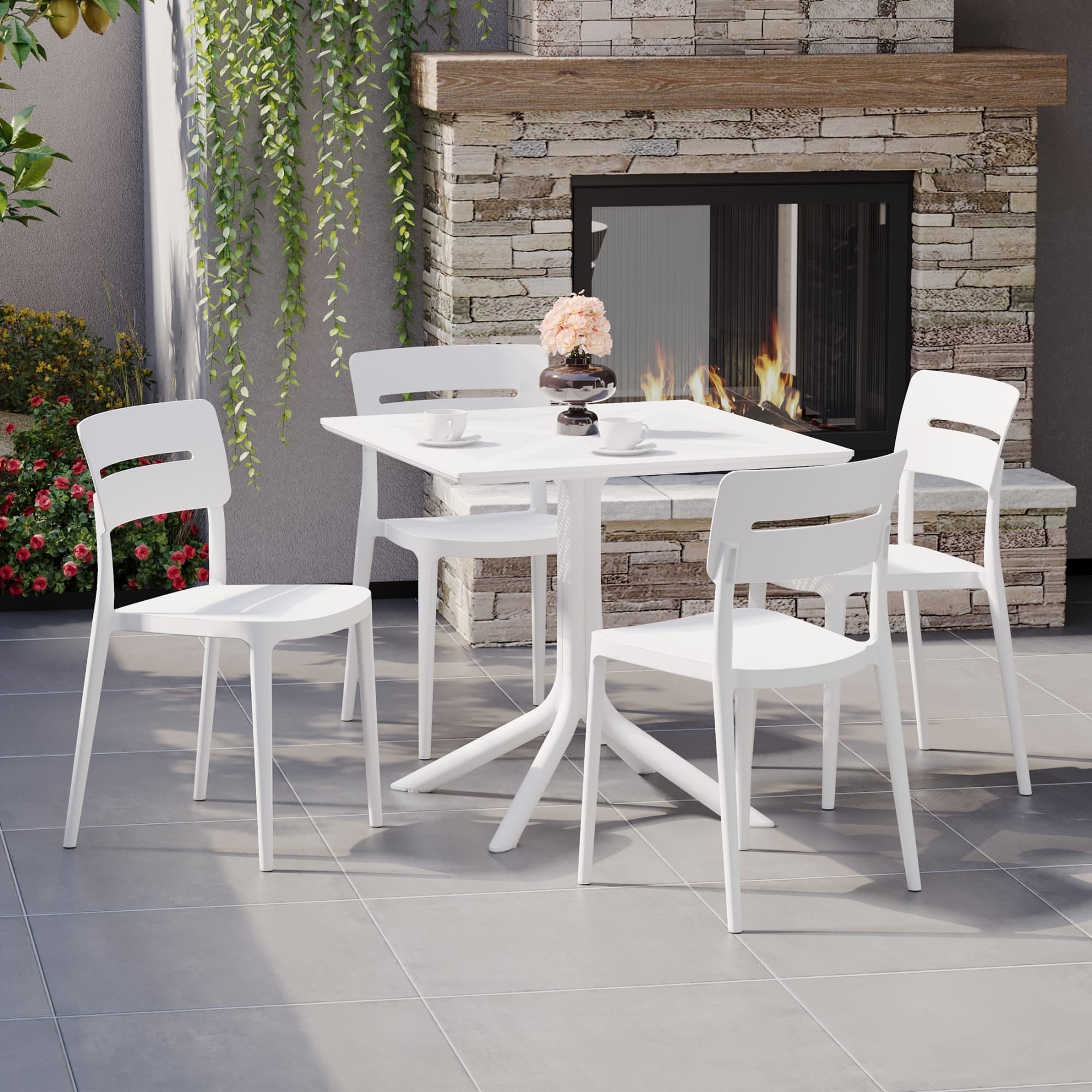 WestinTrends Playa Modern 5-Piece Resin Patio Dining Table Set with ...