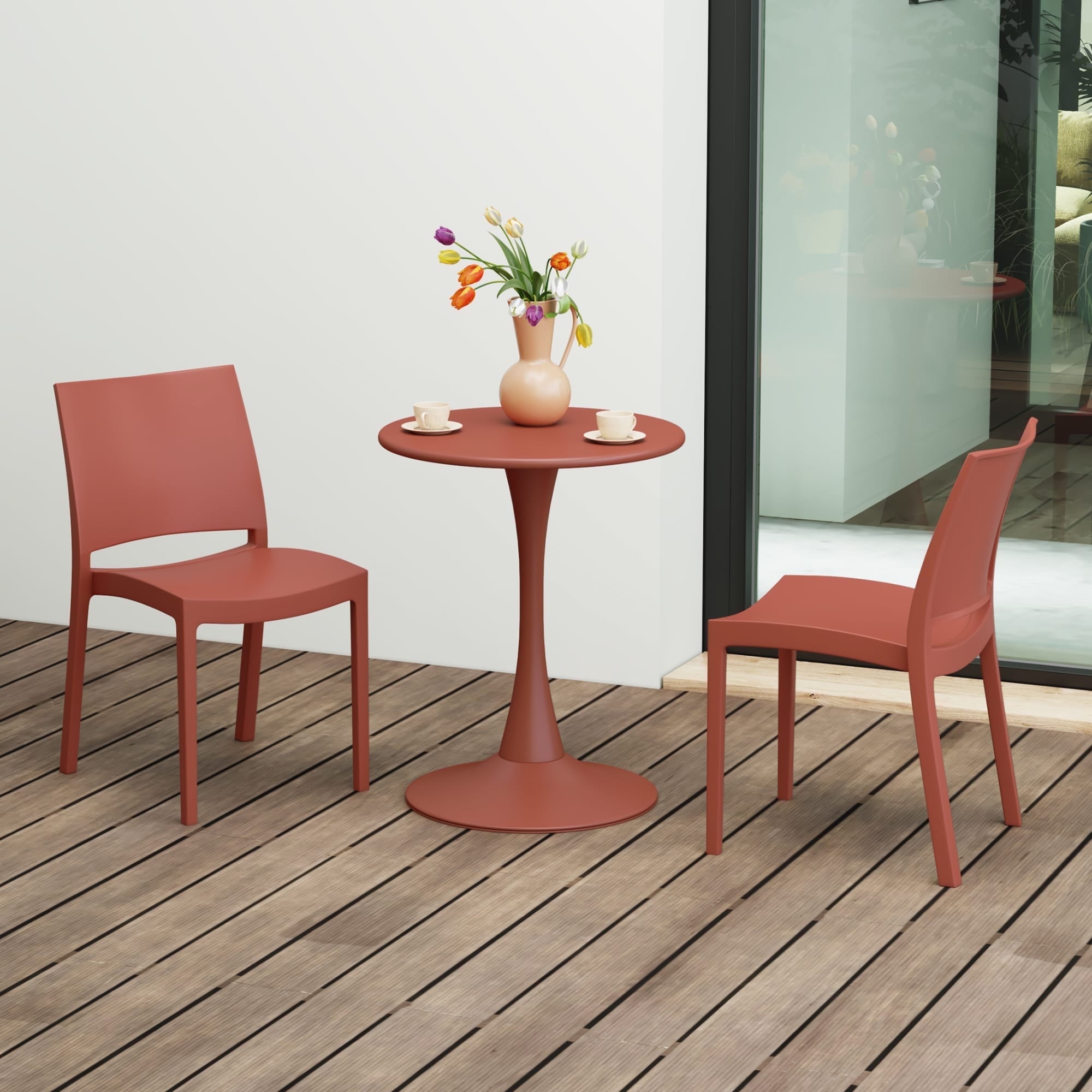 WestinTrends Playa Modern Polypropylene Stackable Plastic Patio Dining ...