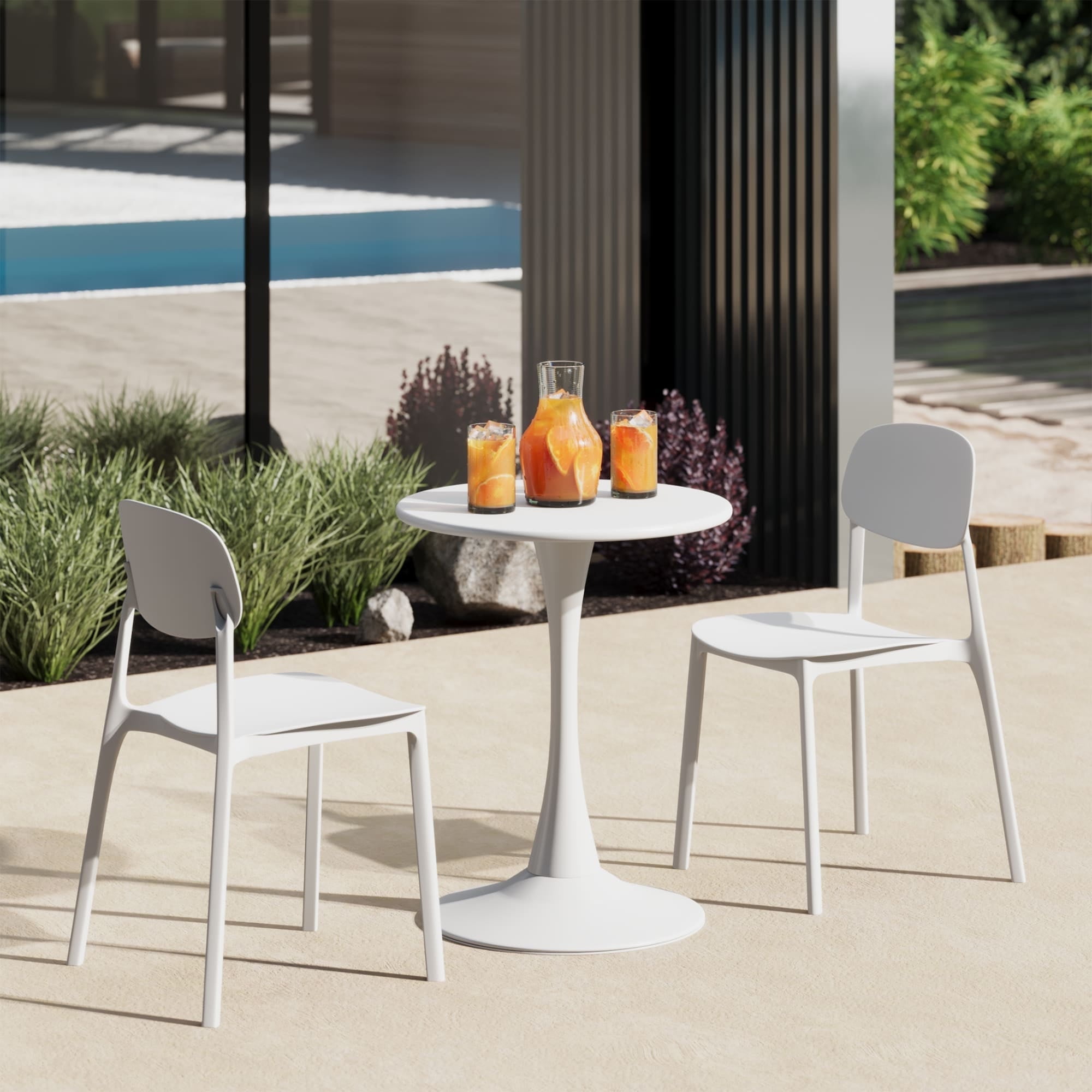 WestinTrends Playa Modern Stackable Polypropylene Plastic Patio Dining ...