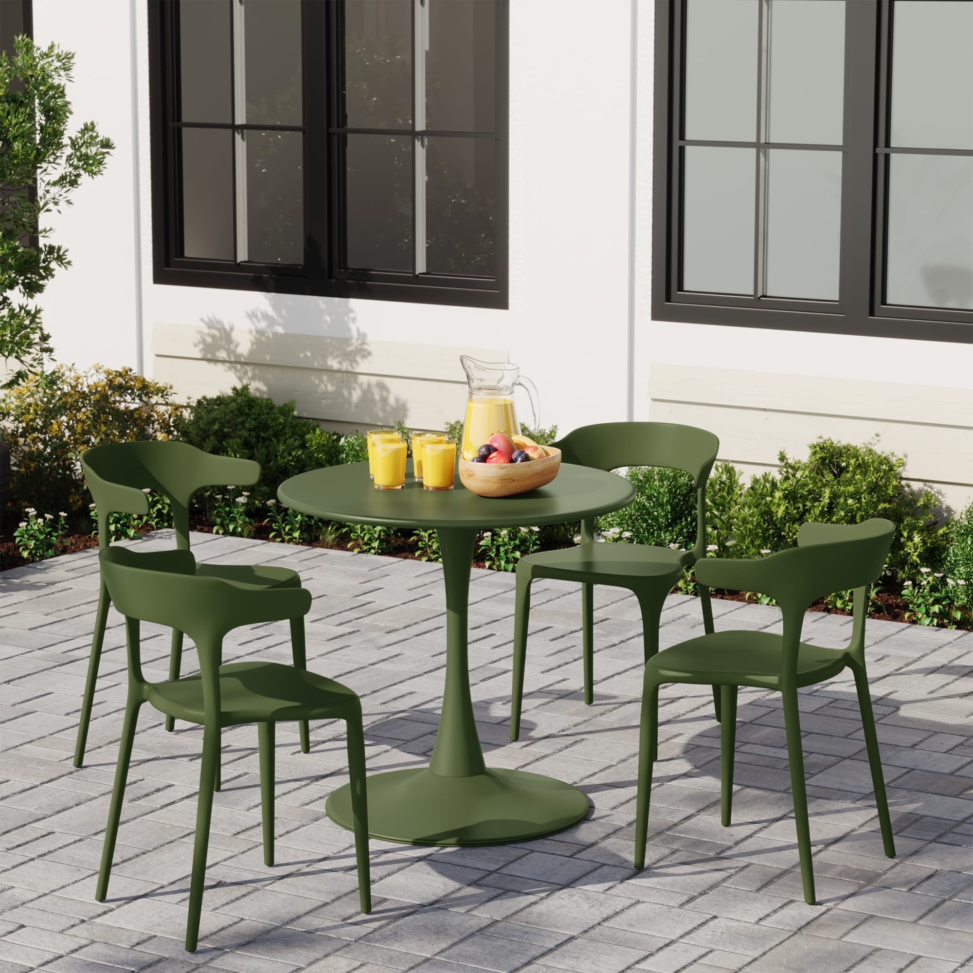 WestinTrends Playa Modern Stackable Resin Plastic Patio Dining Chair ...