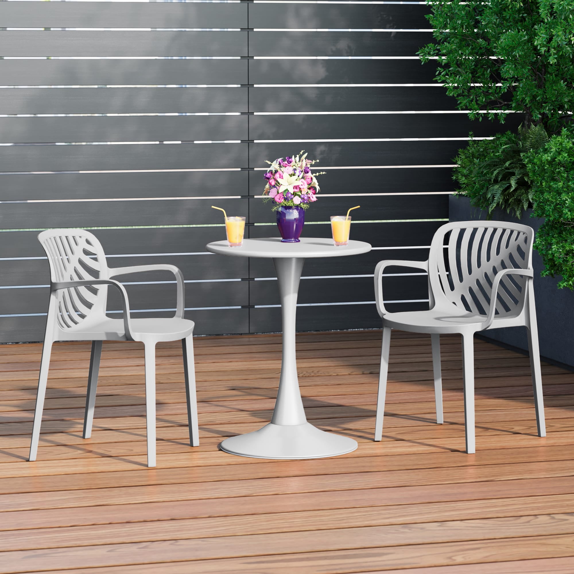 WestinTrends Playa Outdoor Modern Stackable Patio Dining Armchairs (Set ...
