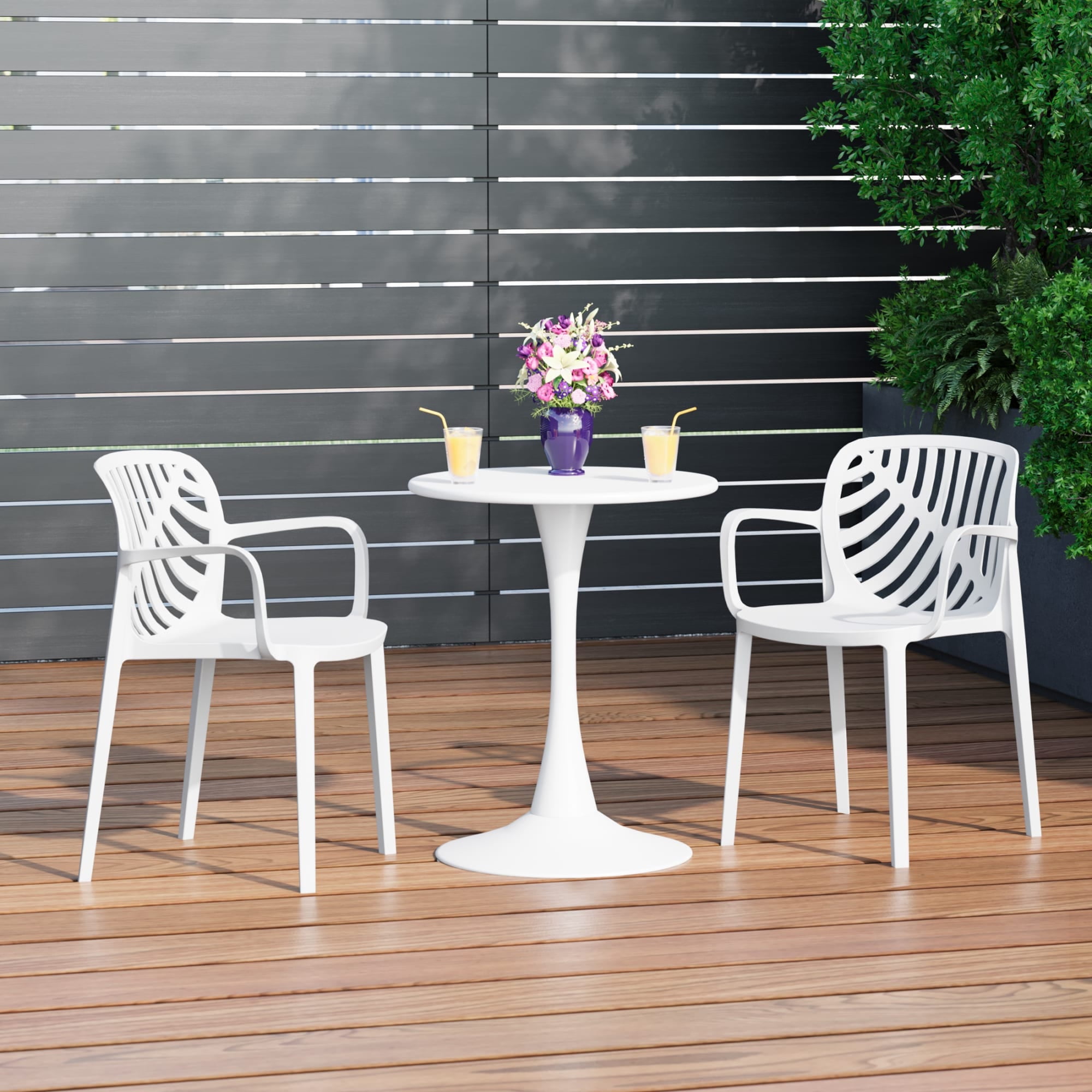 WestinTrends Playa Outdoor Modern Stackable Patio Dining Armchairs (Set ...