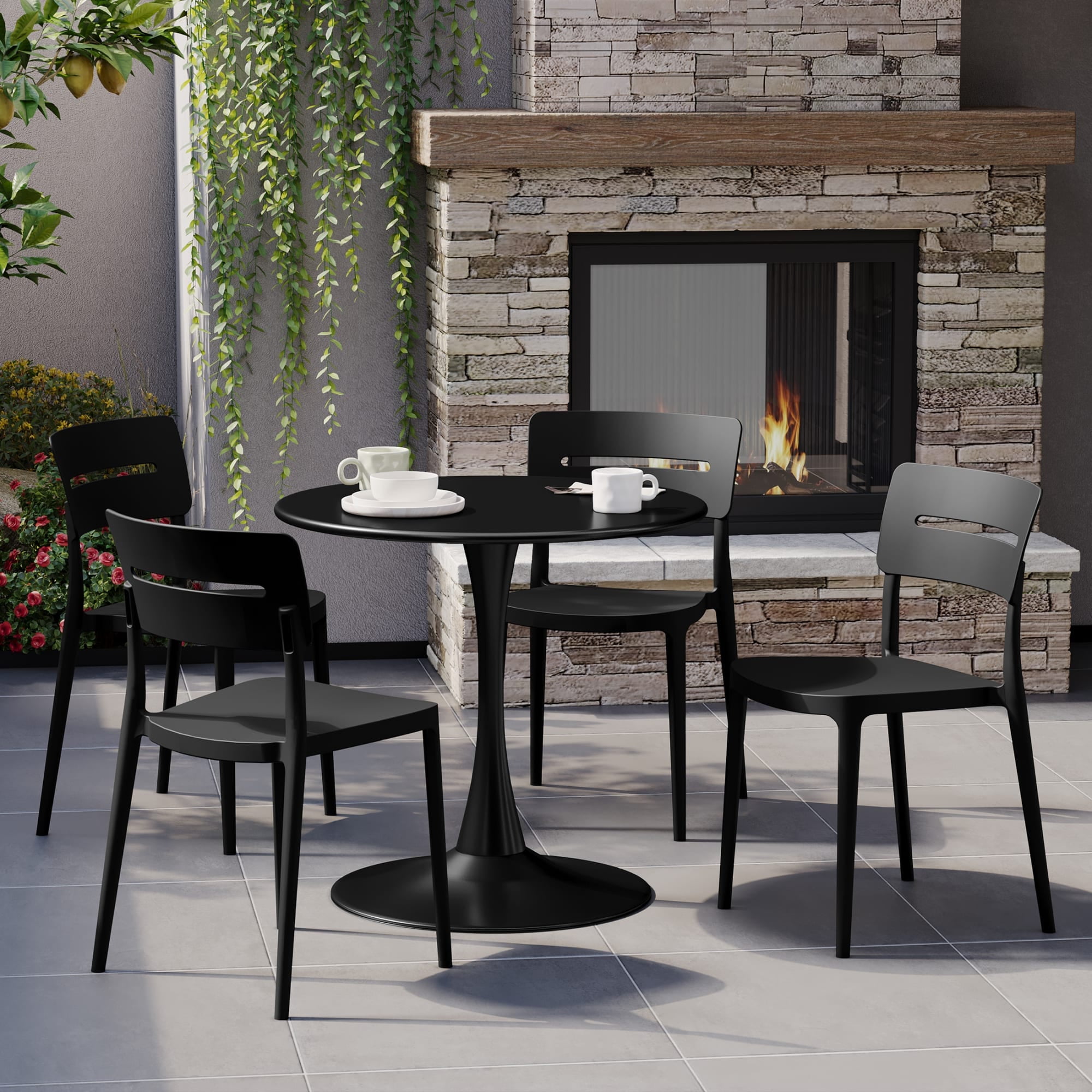 WestinTrends Playa Outdoor Modern Stackable Plastic Patio Dining Chairs ...