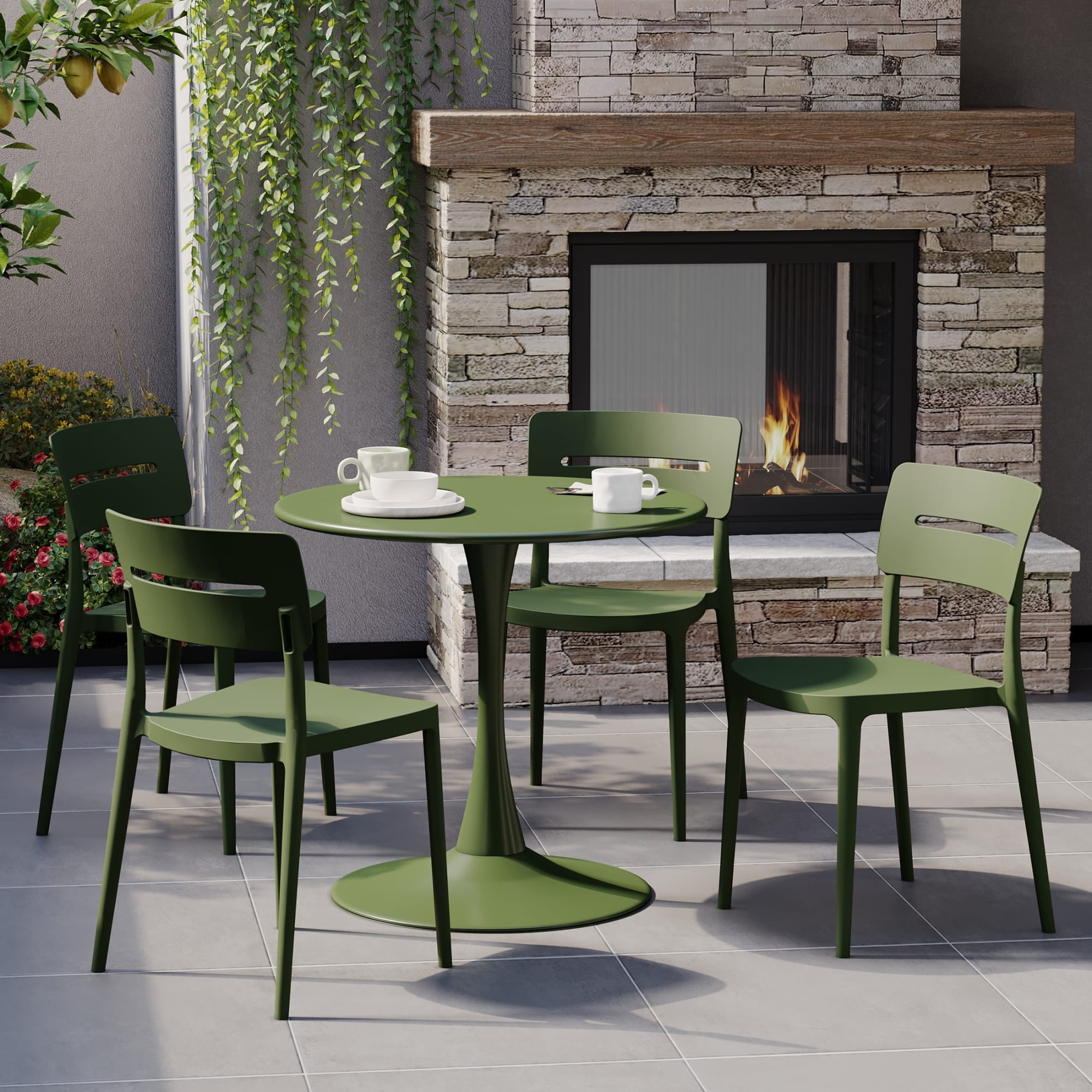 WestinTrends Playa Outdoor Modern Stackable Plastic Patio Dining Chairs ...