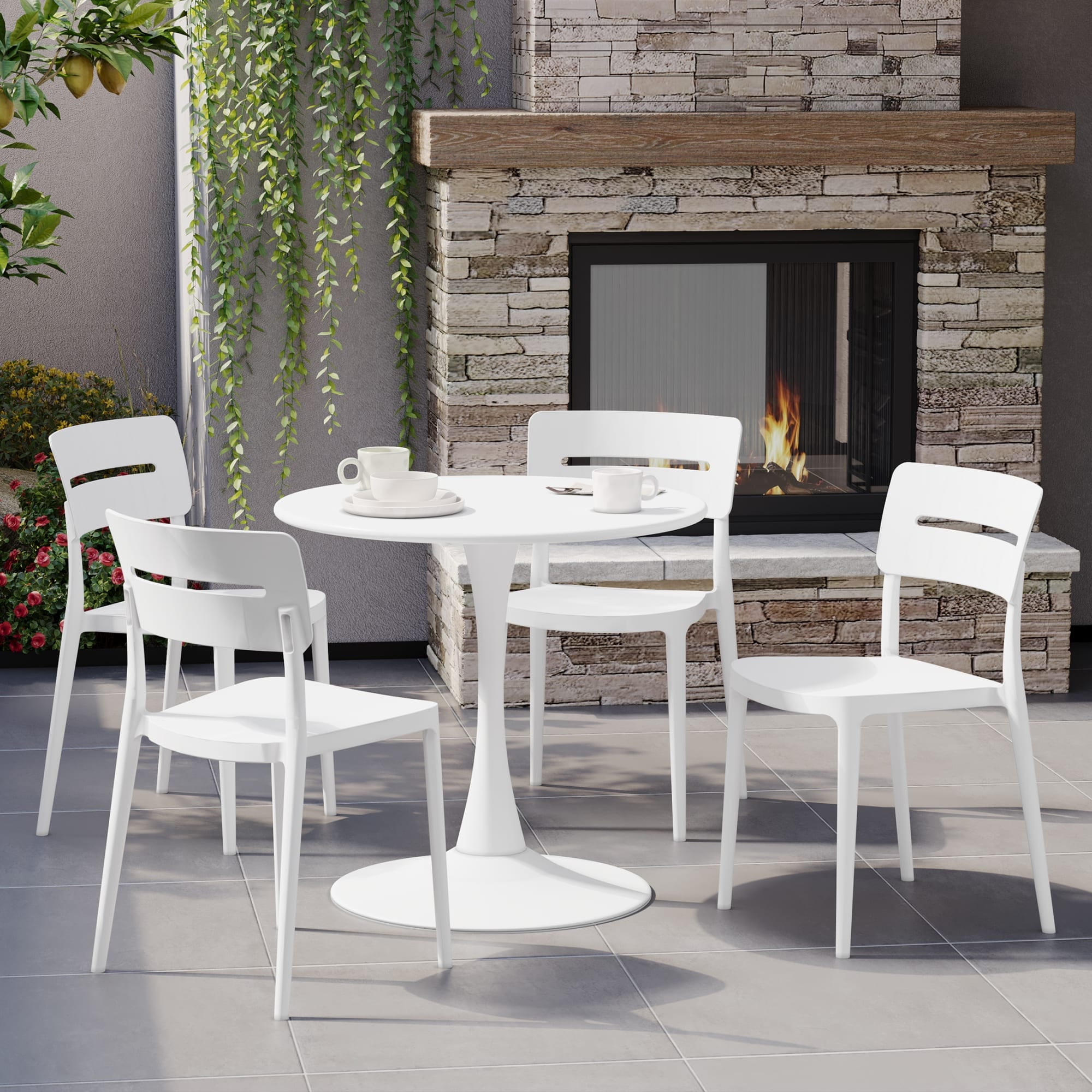 WestinTrends Playa Outdoor Modern Stackable Plastic Patio Dining Chairs ...